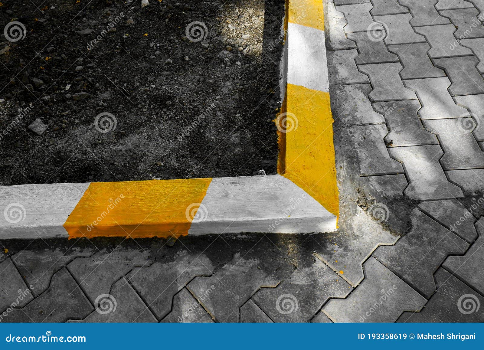 Yellow & White Color Isolated on Footpath Border Stock Image - Image of ...