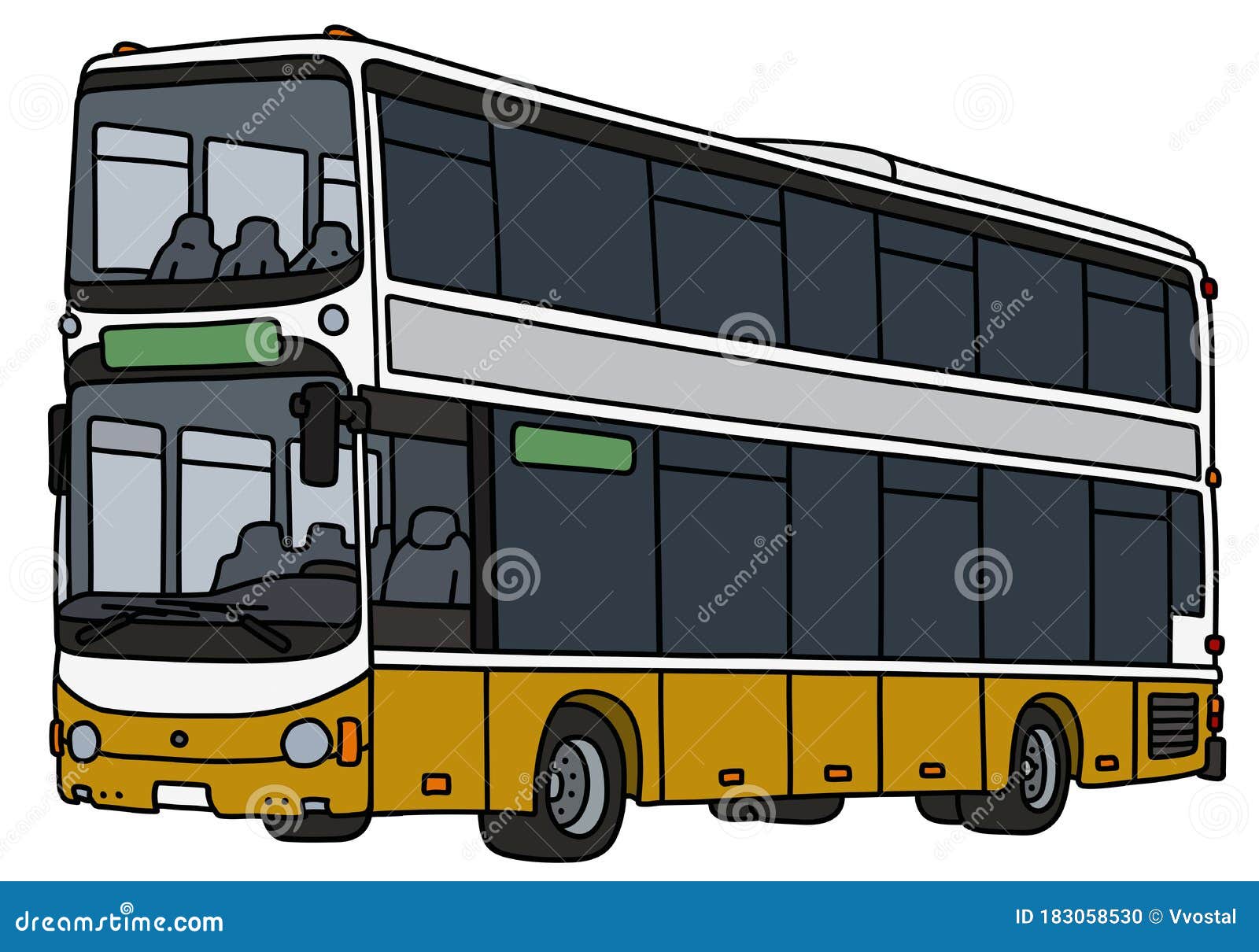 The Yellow and White Double Decker Bus Stock Vector - Illustration of ...