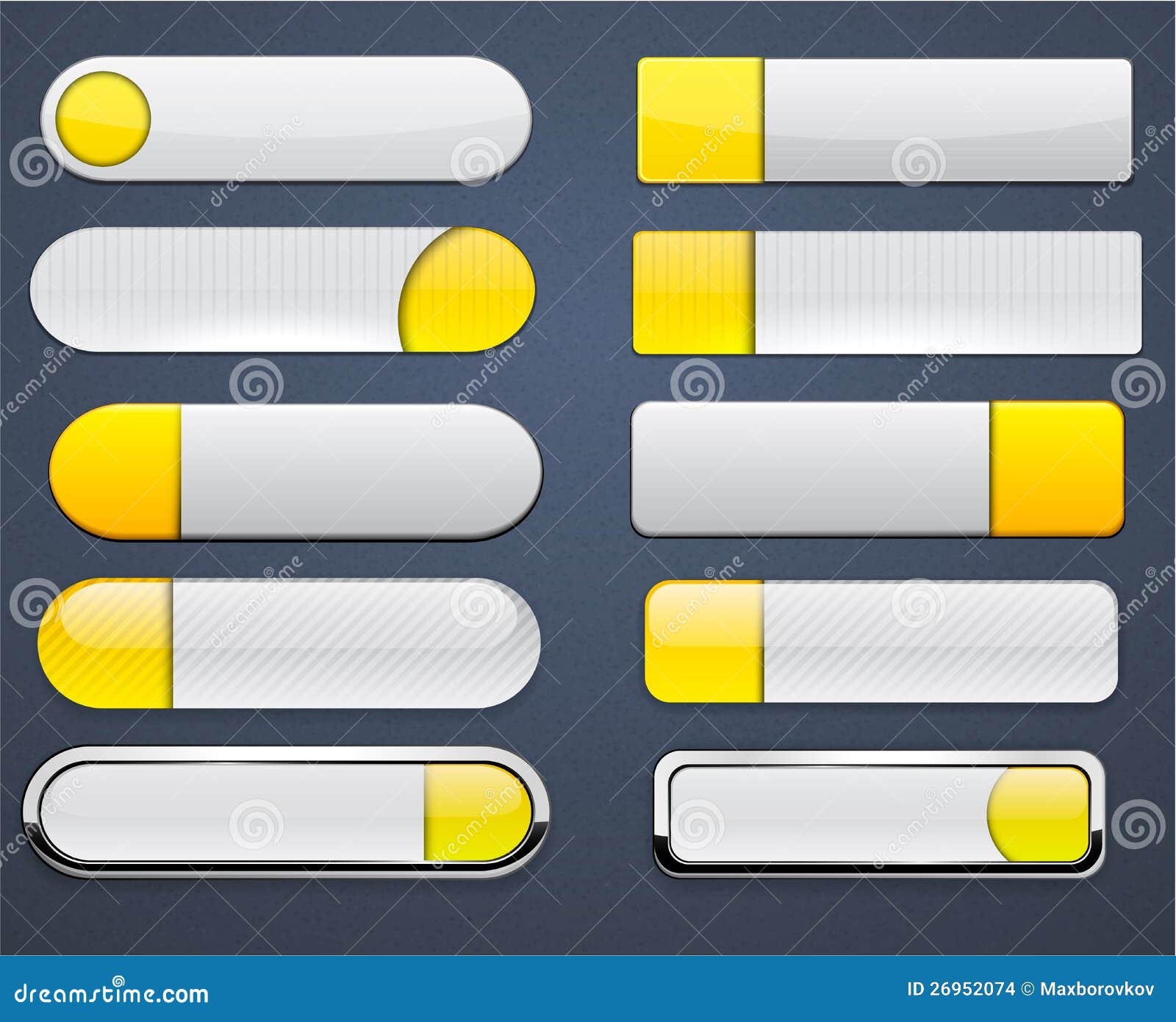 Yellow and White High-detailed Modern Web Buttons. Stock Vector ...