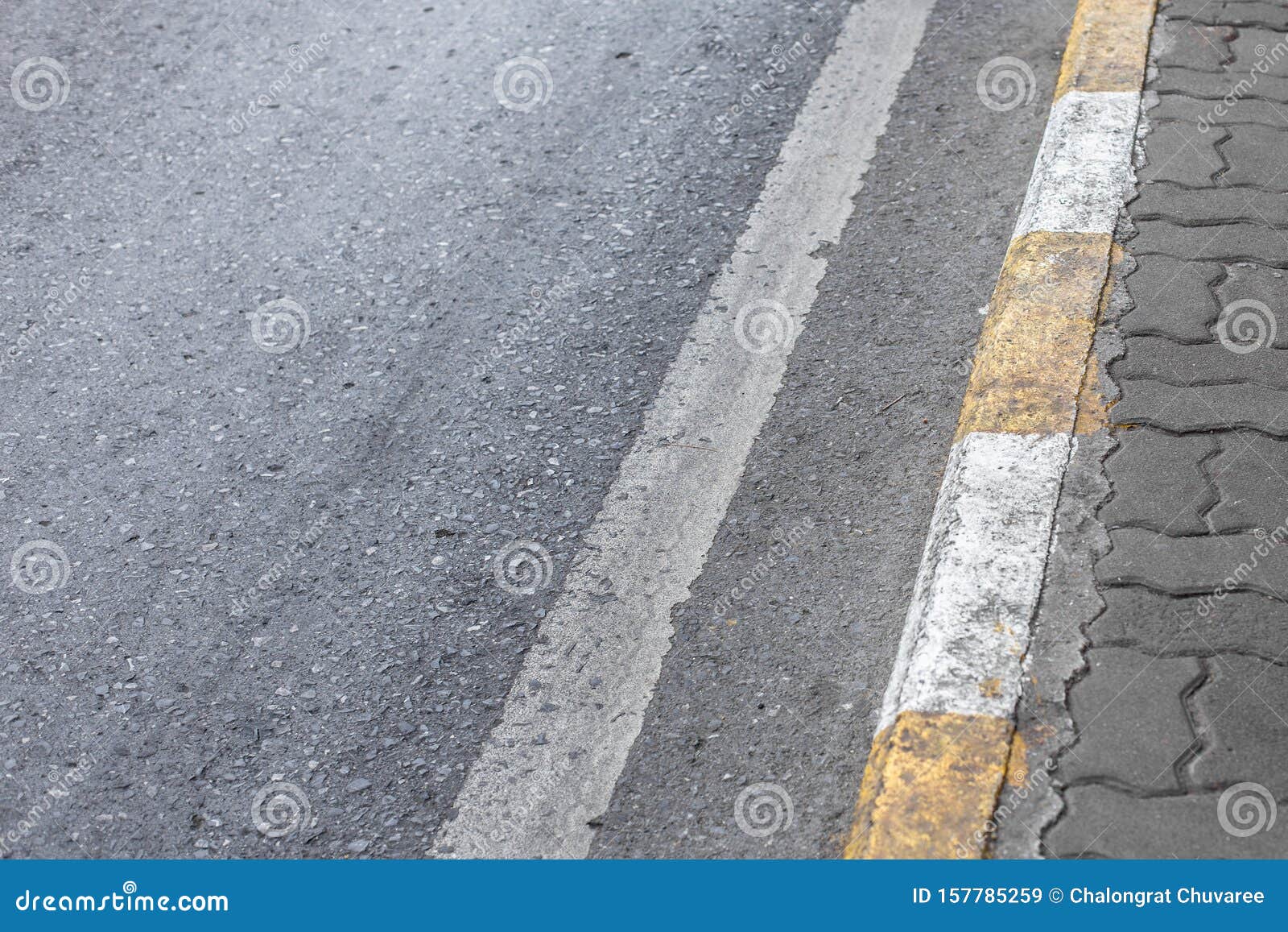 Yellow and White Lines on Footpath Stock Image - Image of construction ...
