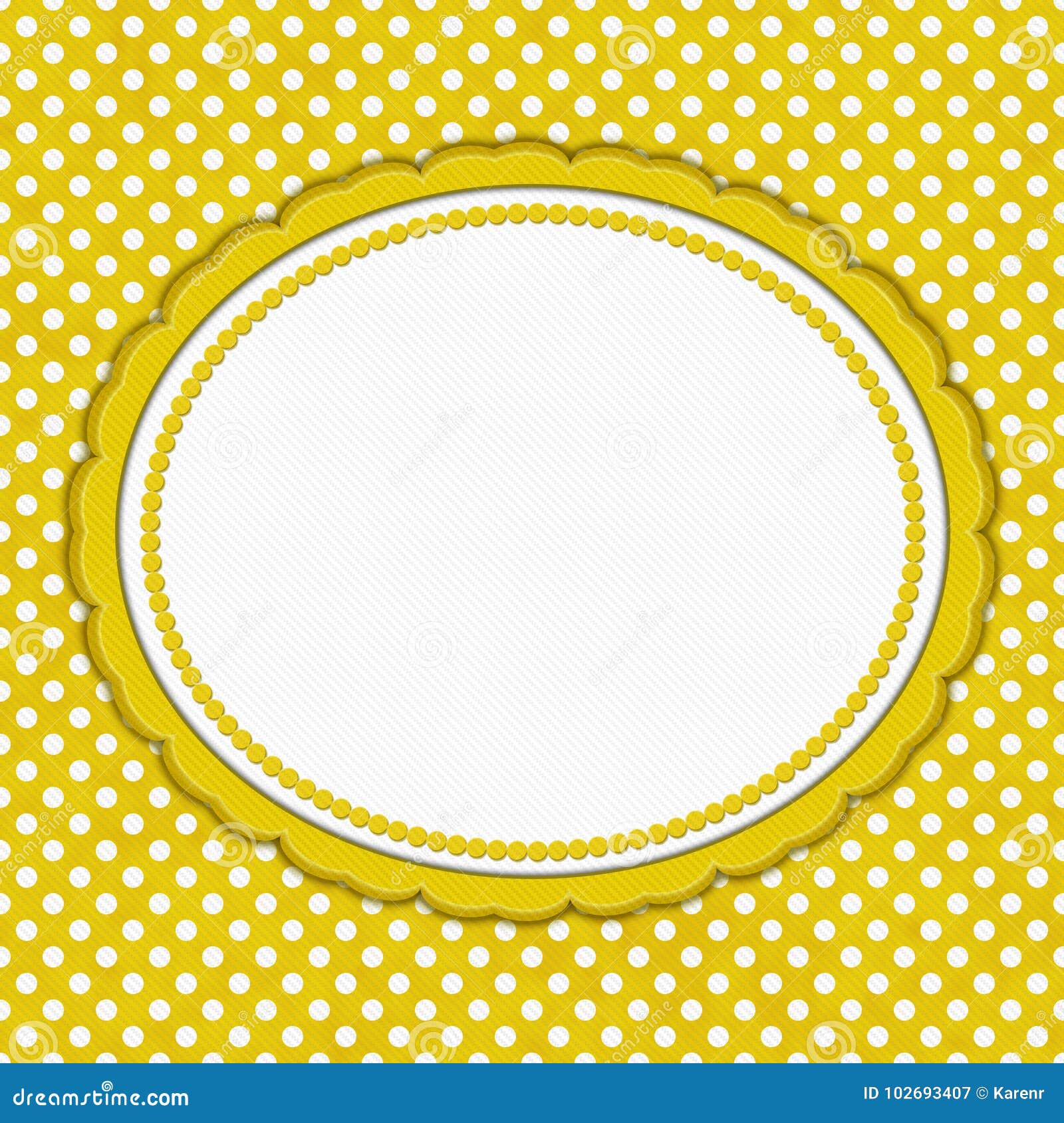 Yellow and White Polka Dot Oval Border with Copy Space Stock ...