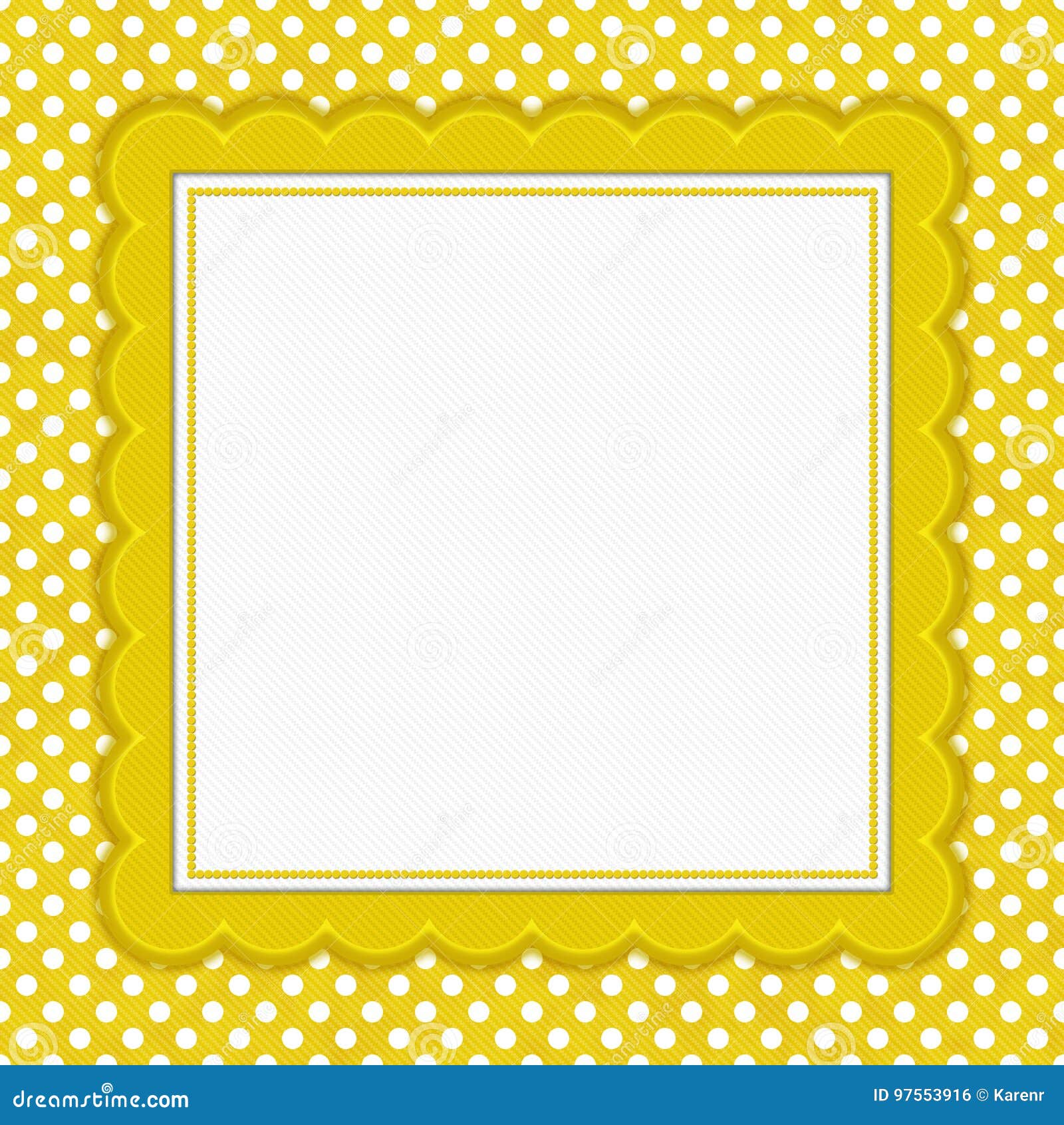Yellow and White Polka Dot Square Border with Copy Space Stock ...