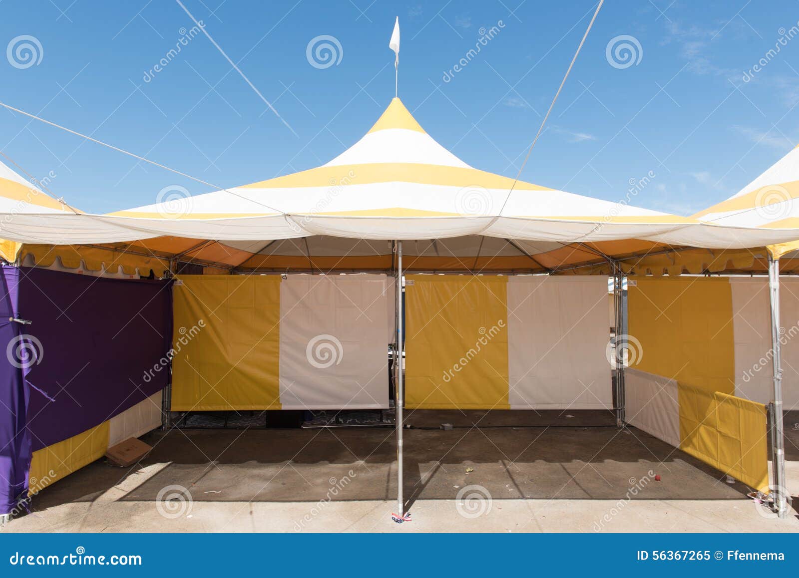 Yellow and White Striped Tent Outdoors Stock Image - Image of awning ...