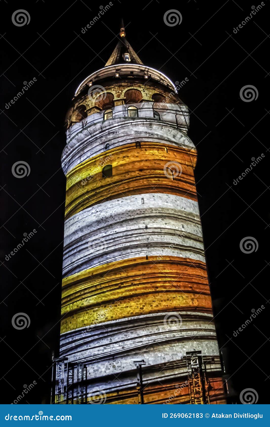 Yellow and White View of Galata Tower Editorial Stock Photo - Image of ...