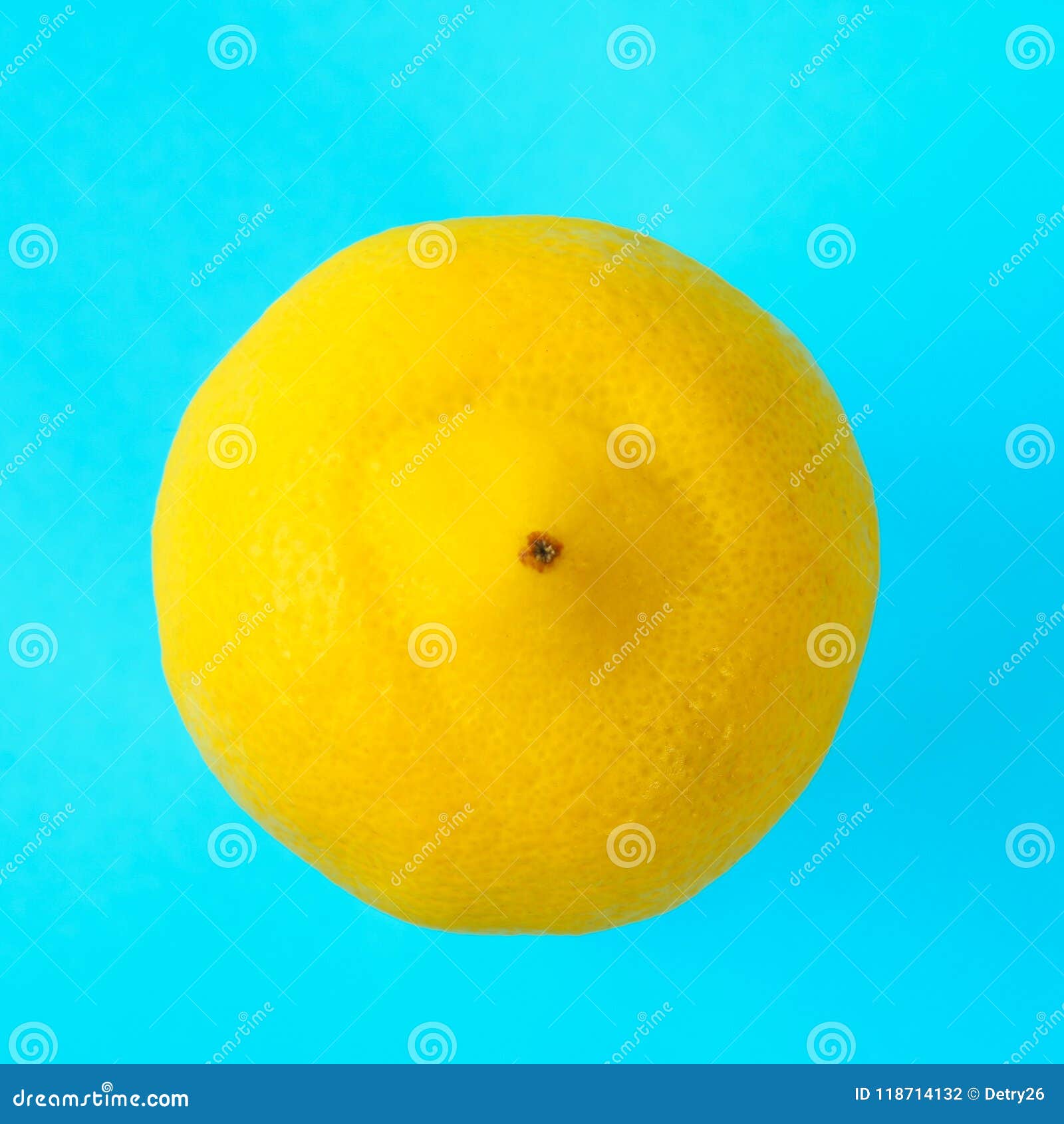 Yellow Whole Lemon on a Pastel Blue Background. Stock Photo - Image of ...