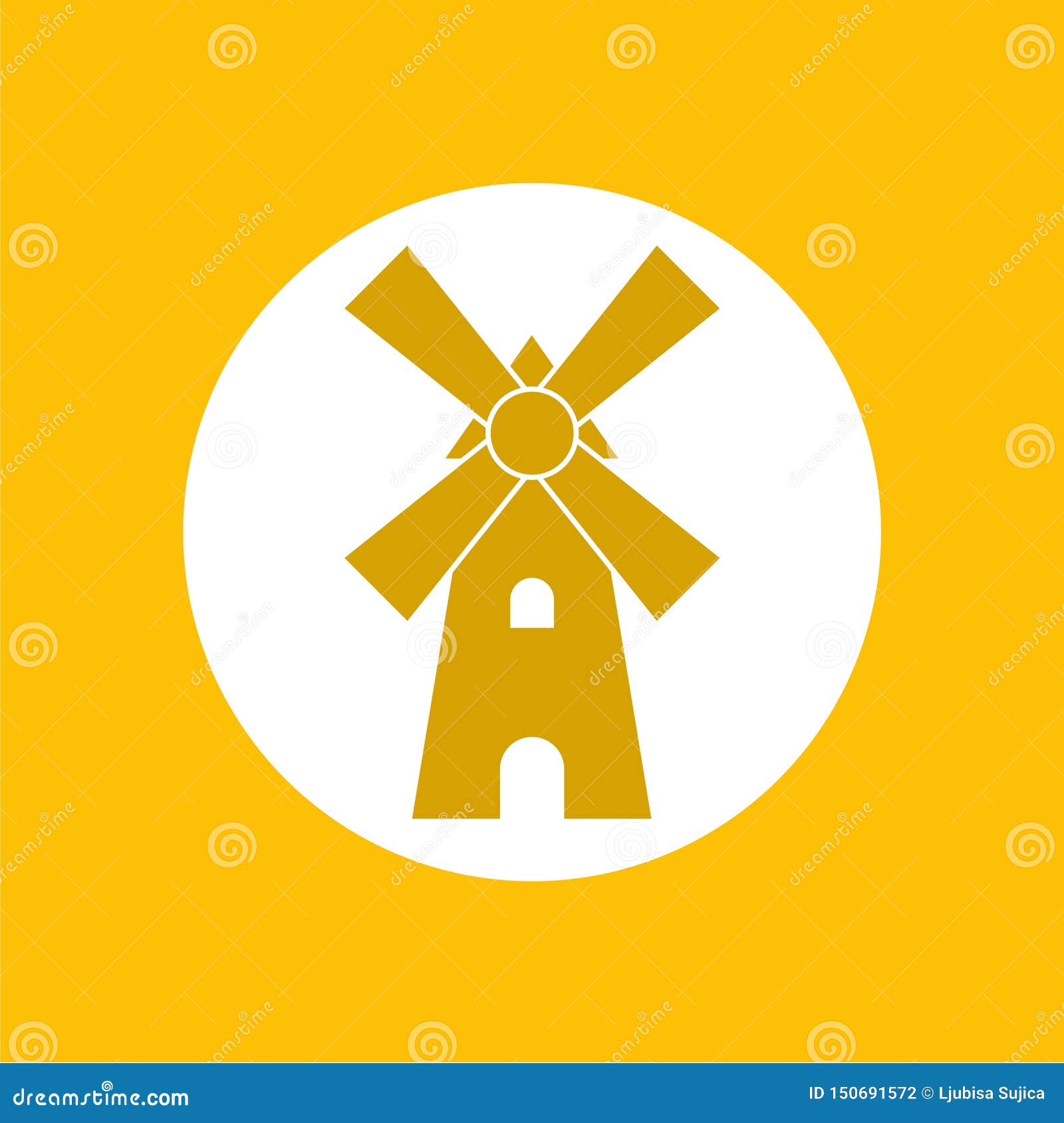 Yellow Wind Mill Icon in Circle Stock Vector - Illustration of flat ...