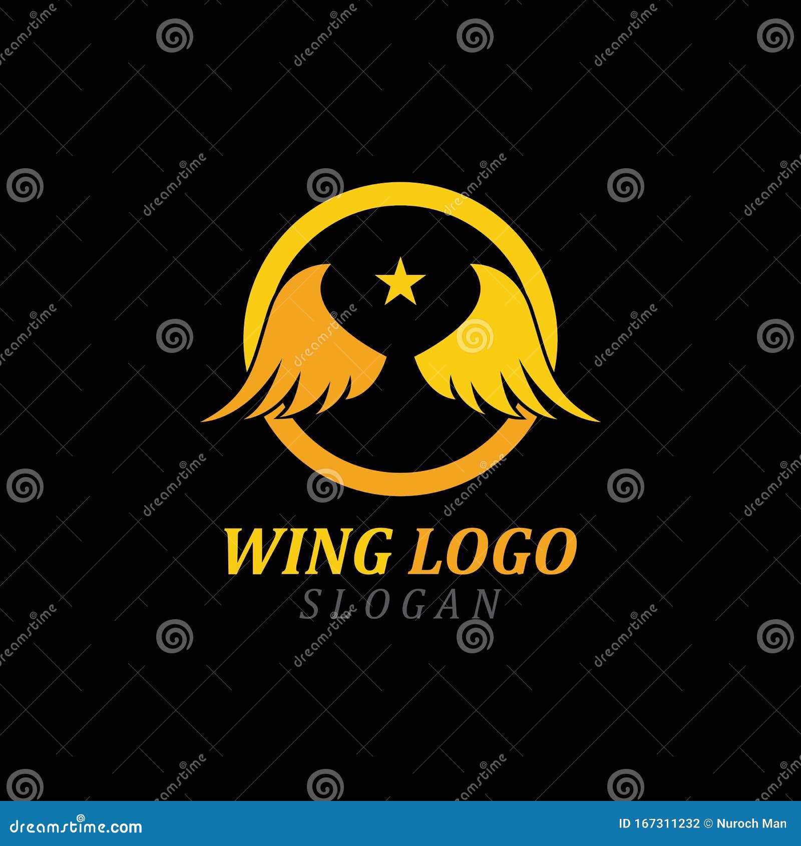 Yellow Wing Logo Vector Illustration Icon. Stock Vector - Illustration ...