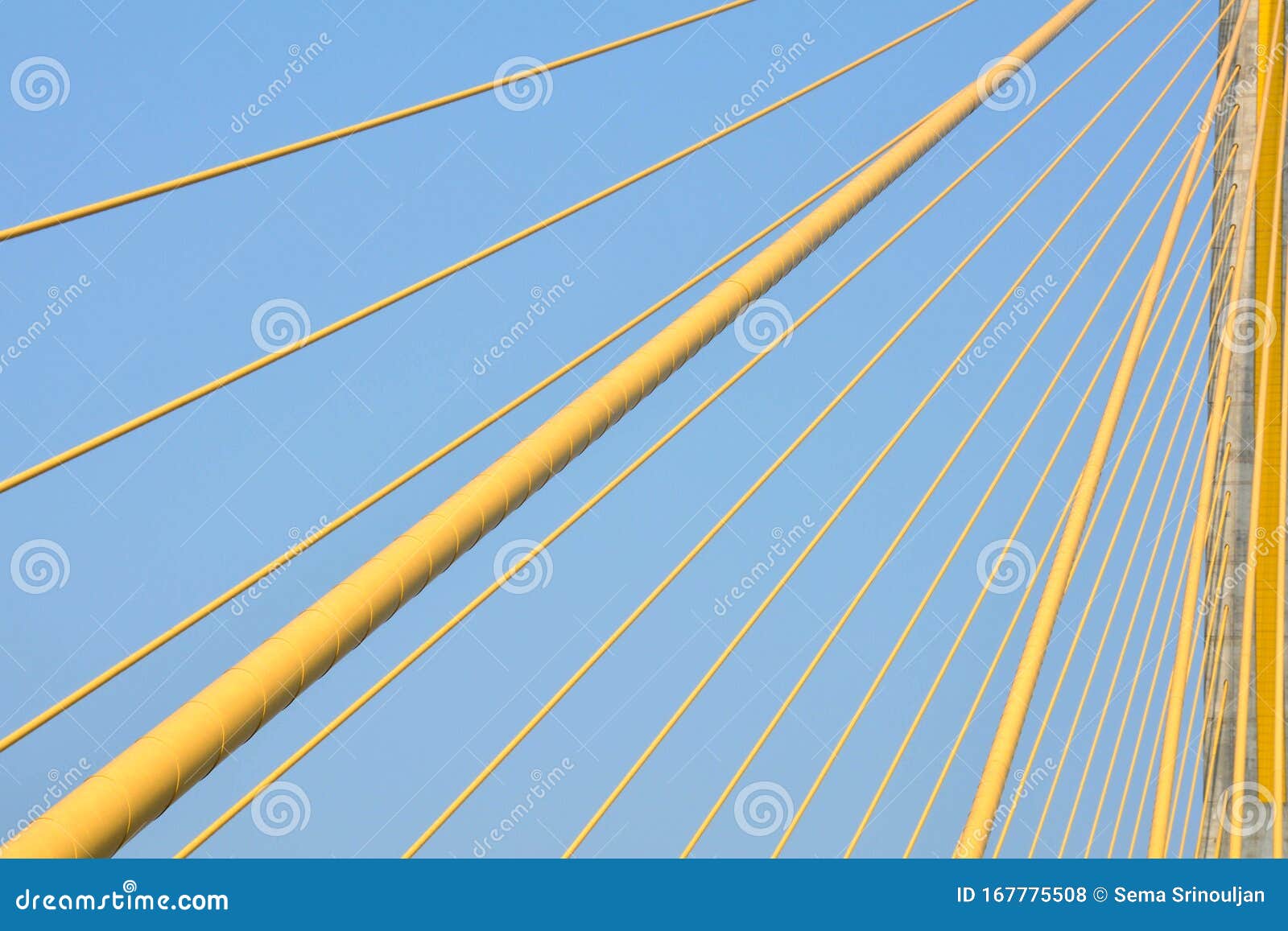 Yellow Wire Rope at Suspension Bridge. Stock Photo - Image of bridge ...
