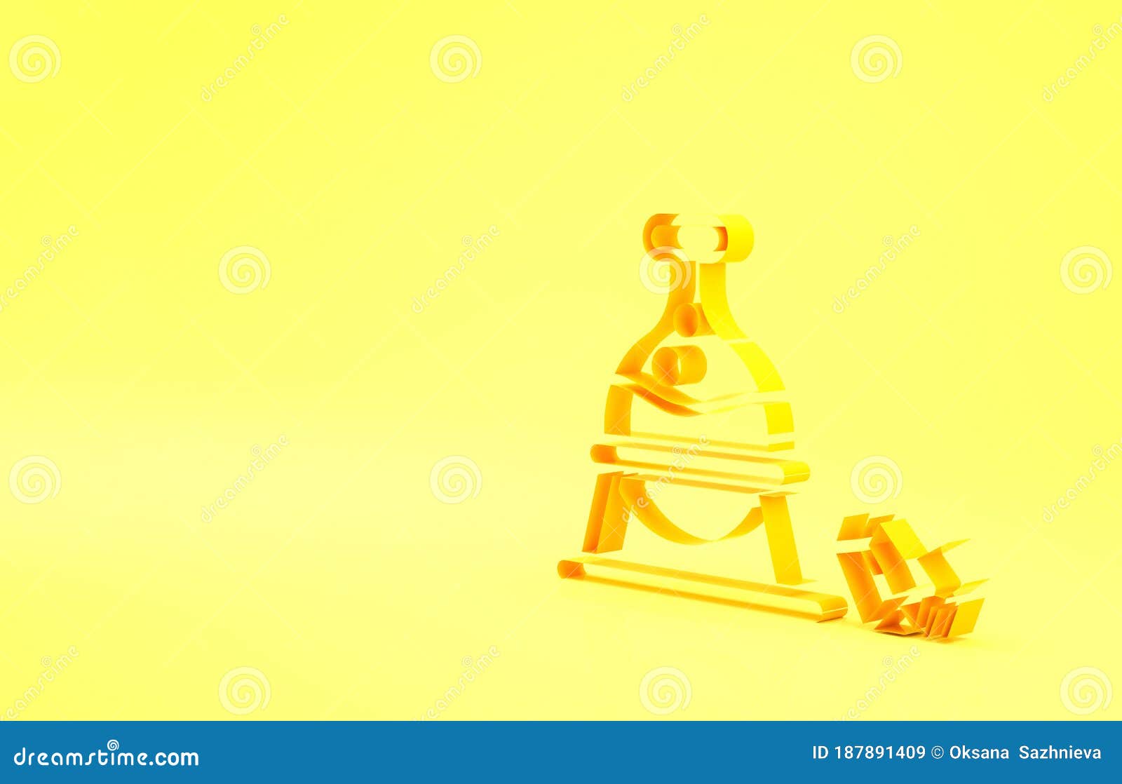 Yellow Witch Cauldron and Magic Stone Icon Isolated on Yellow ...