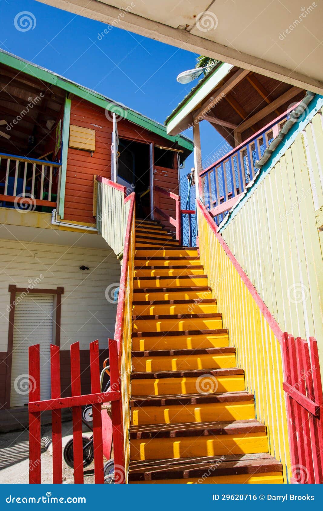 Yellow Wood Steps stock photo. Image of building, gate - 29620716