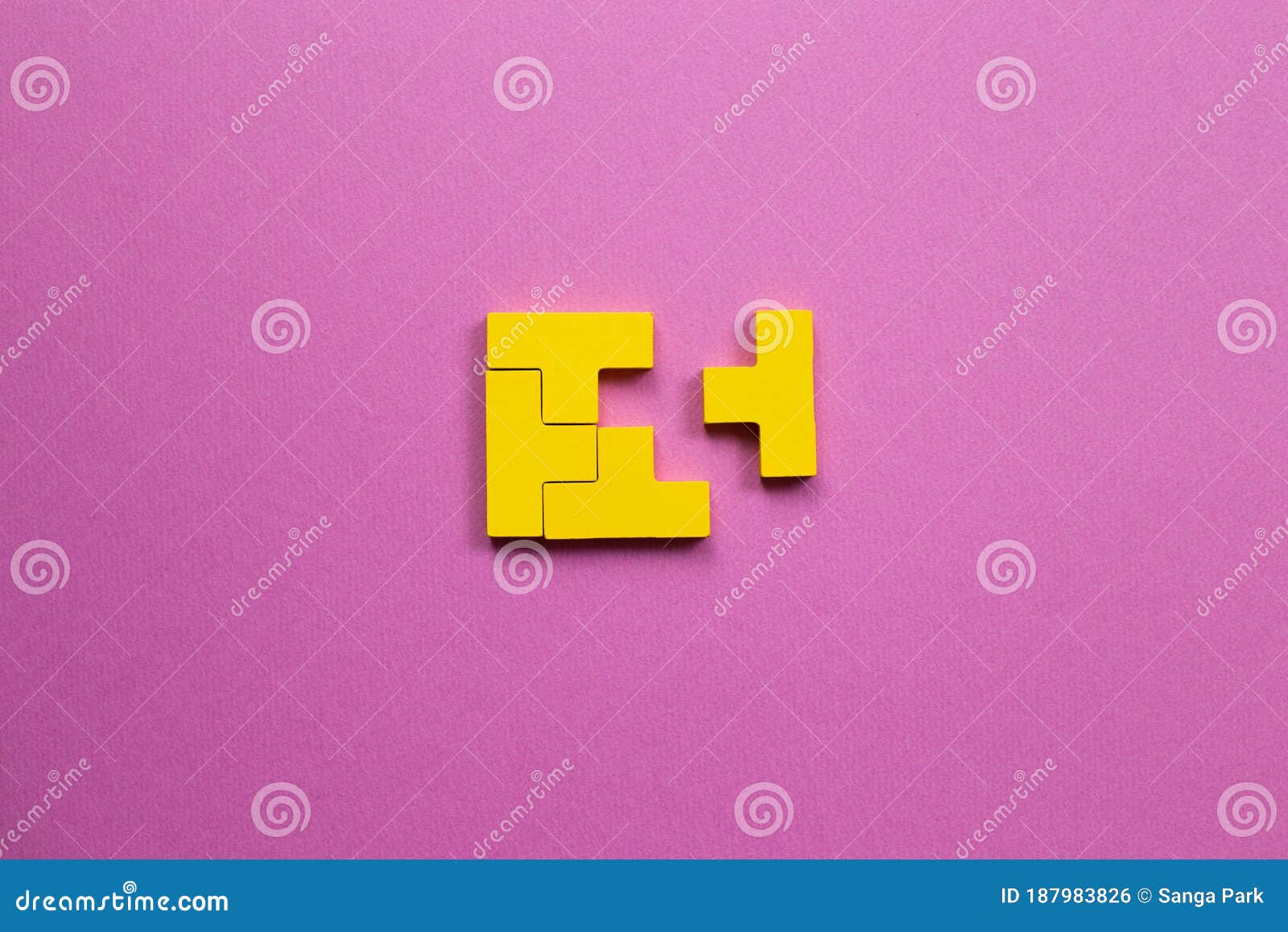 Yellow Wooden Blocks on Pink Background Stock Photo - Image of missing ...