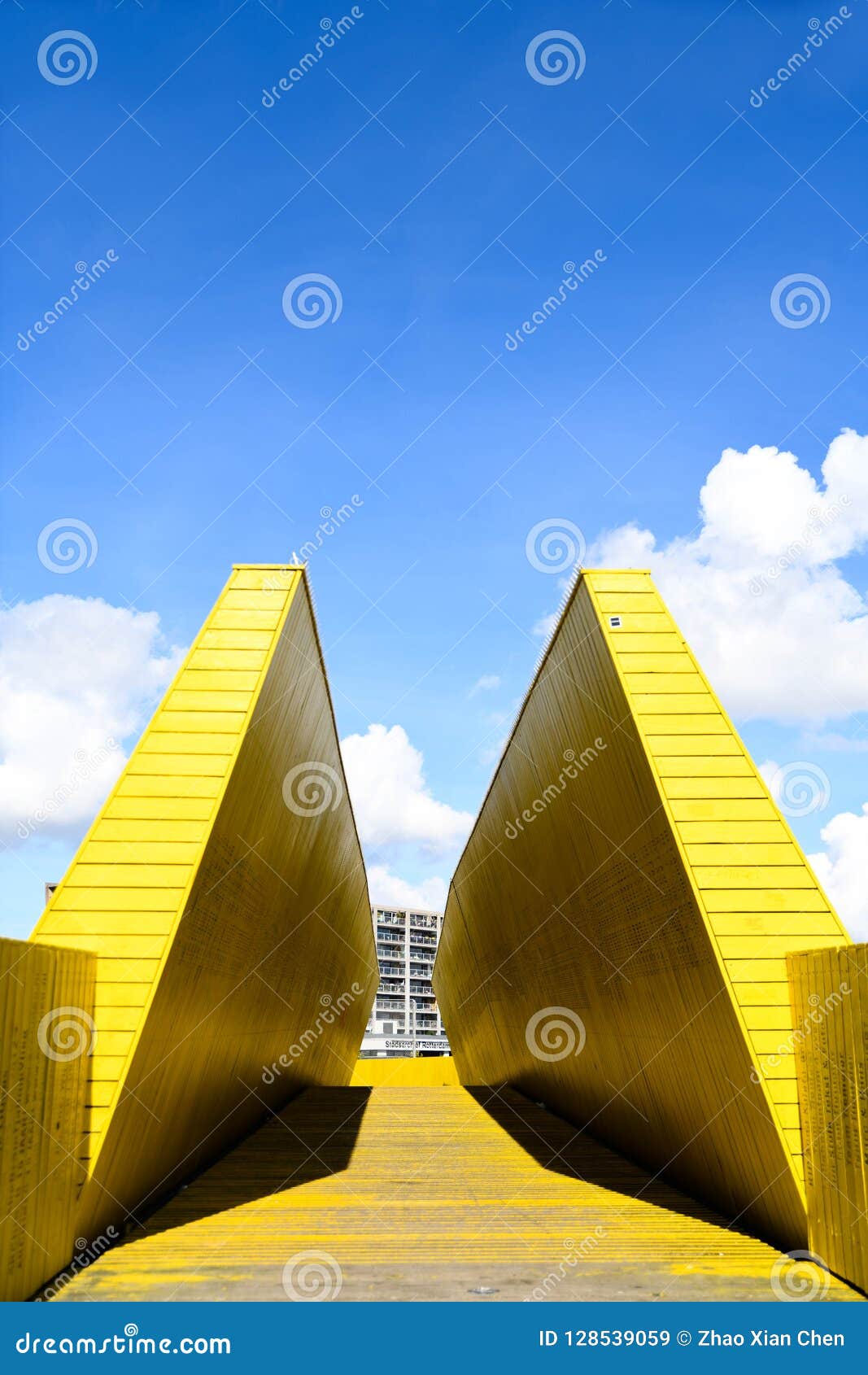 Yellow Wooden Gate on a Beautiful Day with Blue Sky Editorial Stock ...