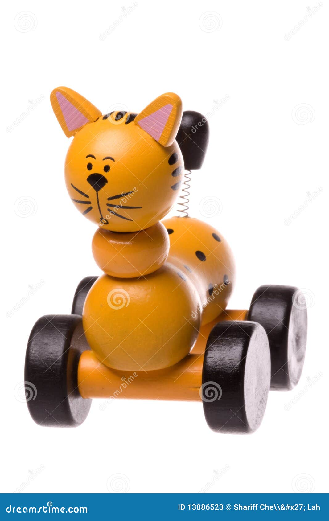 Yellow Wooden Rolling Cat Toy Isolated Stock Image - Image of animals ...