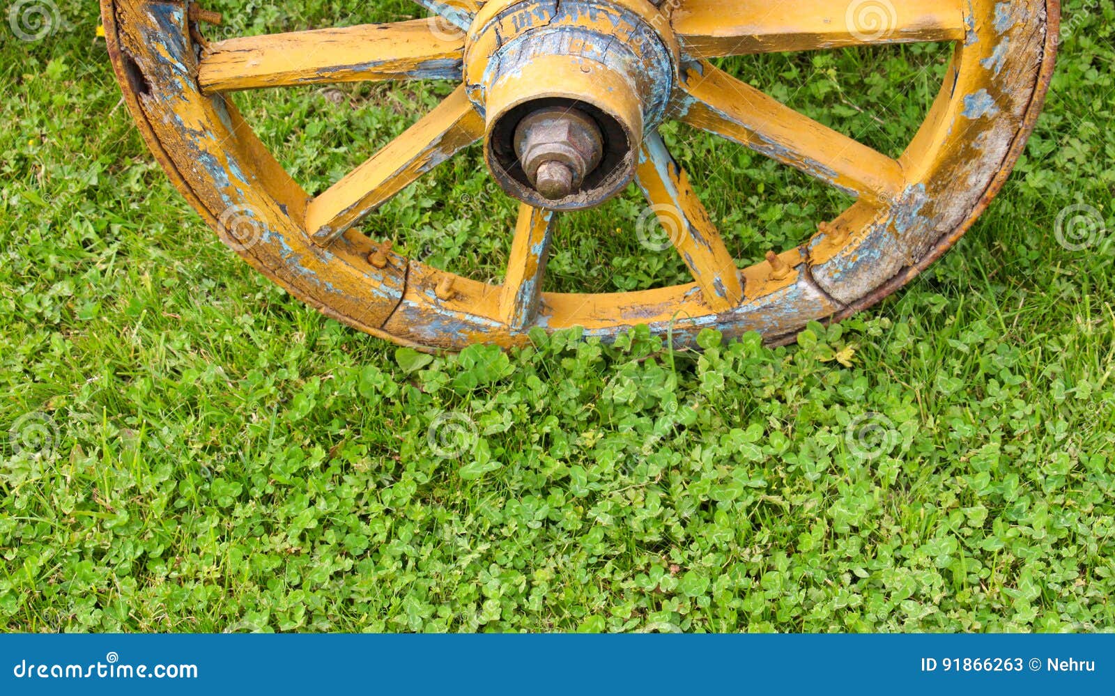 Yellow Wooden Wagon Painted Wheels Stock Image - Image of color ...