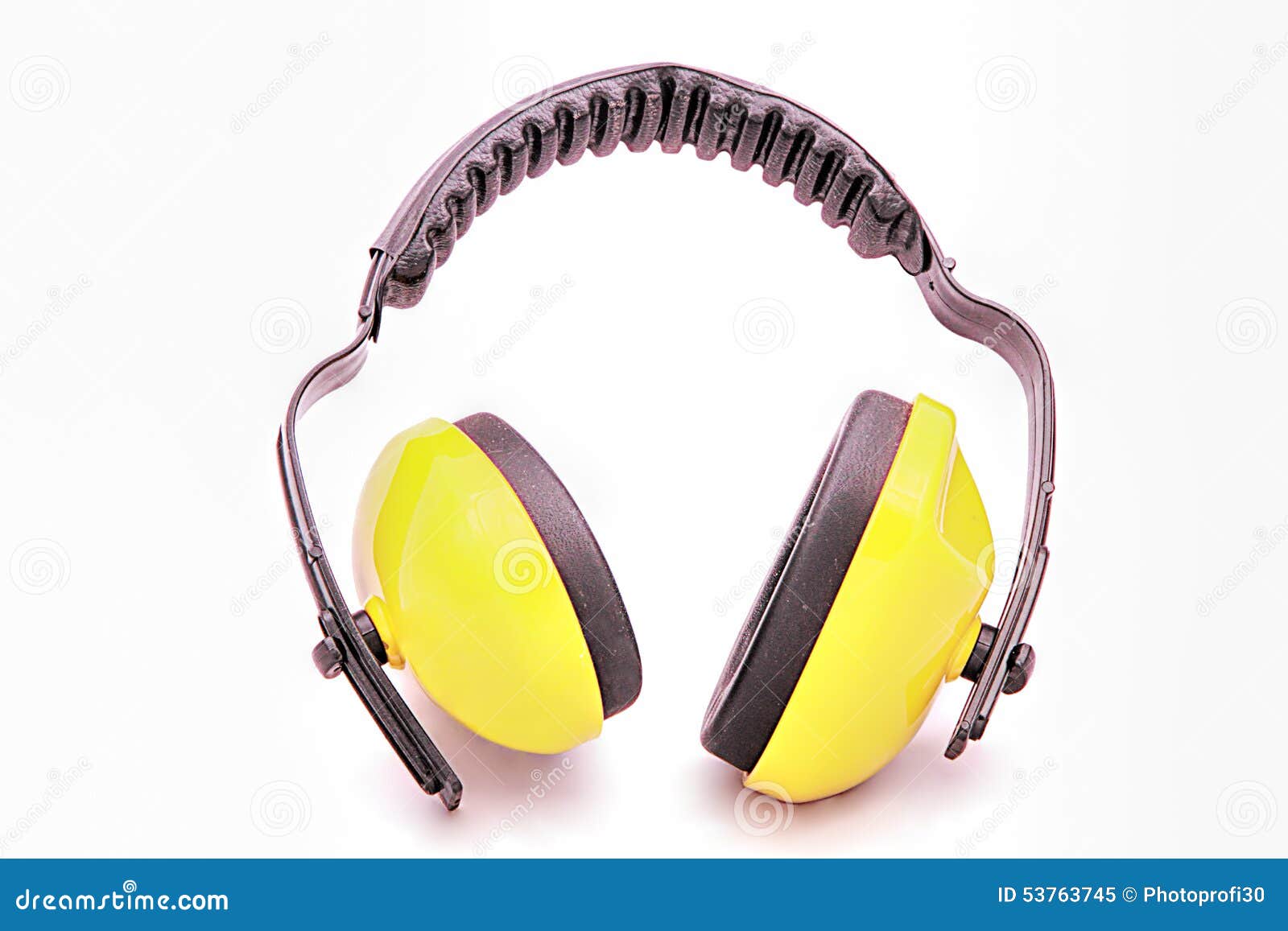 Yellow Working Protective Headphones Stock Image - Image of plastic ...