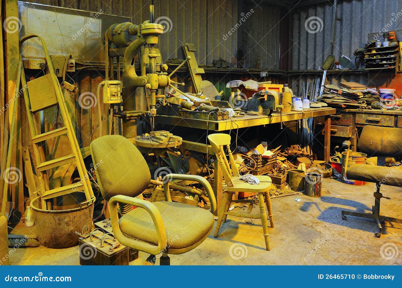 Yellow workshop chaos stock photo. Image of work, indoor - 26465710