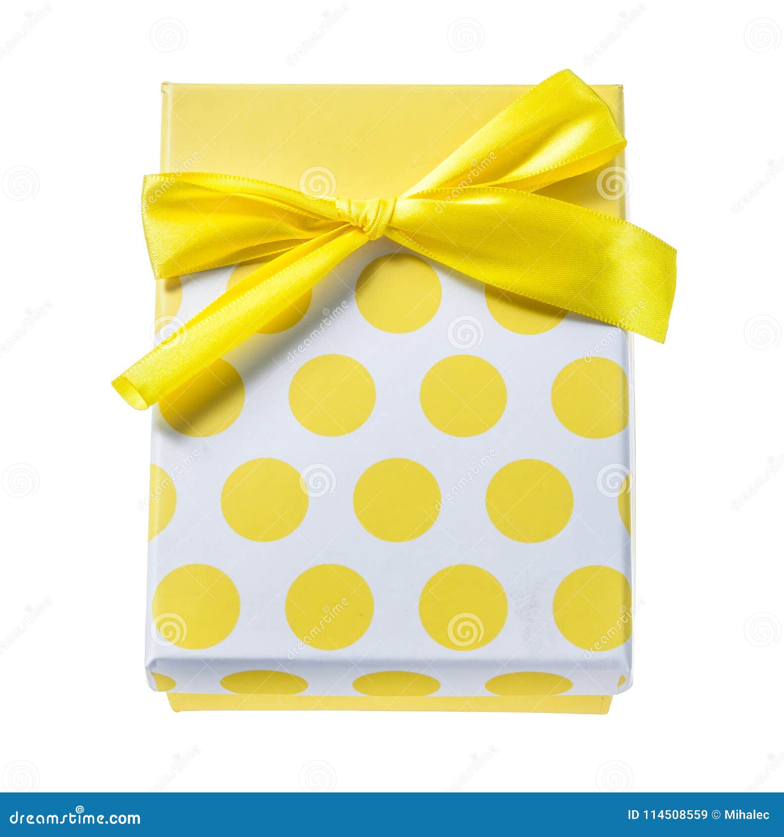 Yellow Wrapped Present Box Isolated on White Stock Image - Image of ...