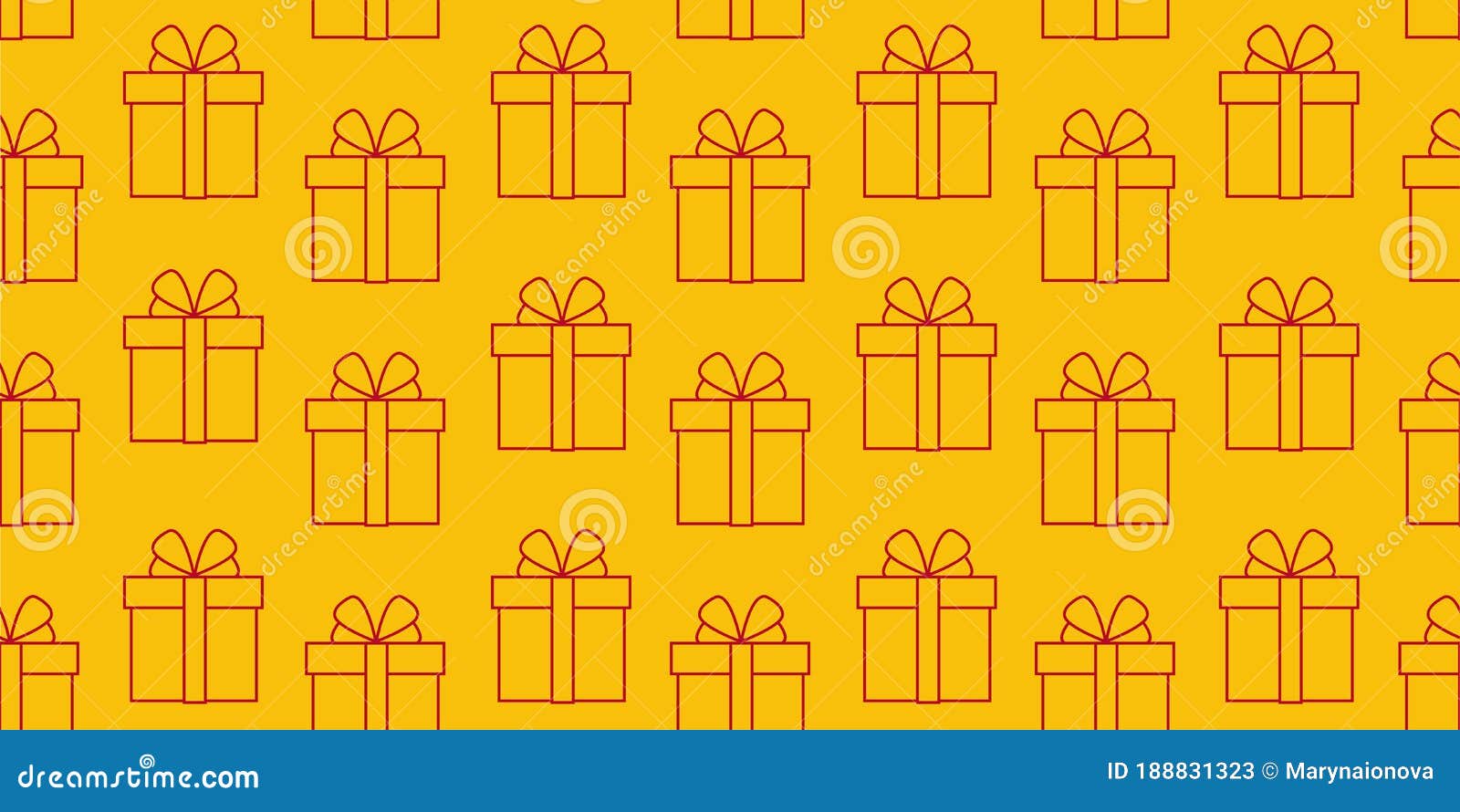 Yellow Wrapping with Red Line Gift Box Icons Seamless Simple Pattern ...