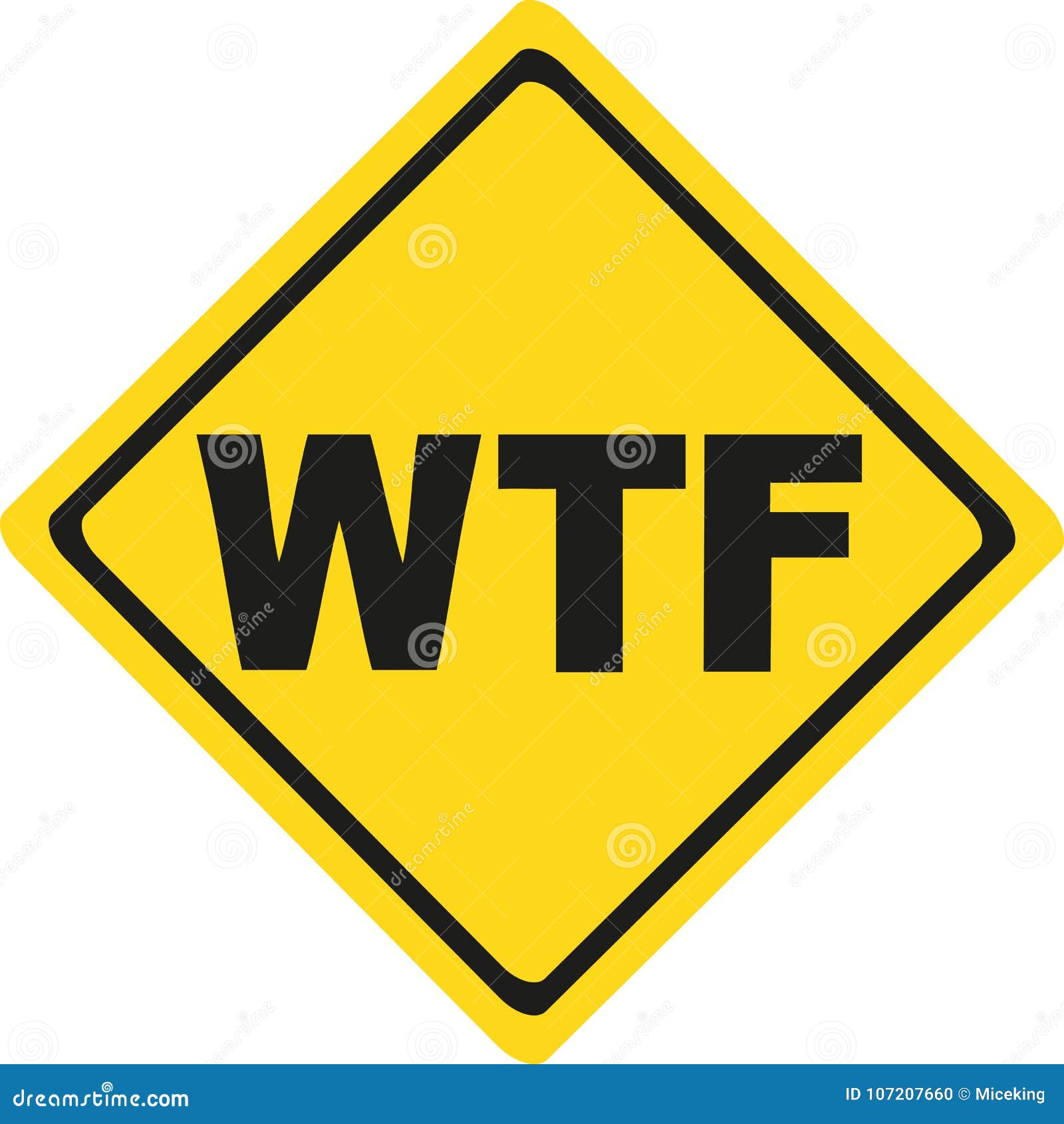 Yellow WTF sign stock vector. Illustration of isolated - 107207660