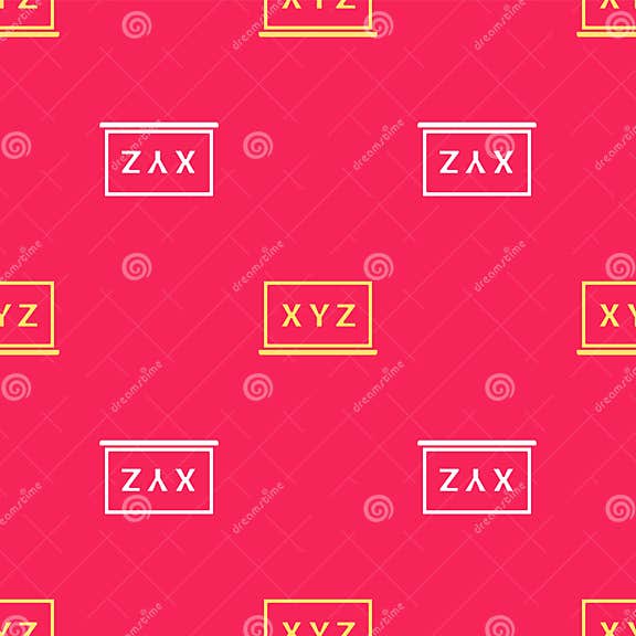 Yellow Xyz Coordinate System On Chalkboard Icon Isolated Seamless Pattern On Red Background Xyz