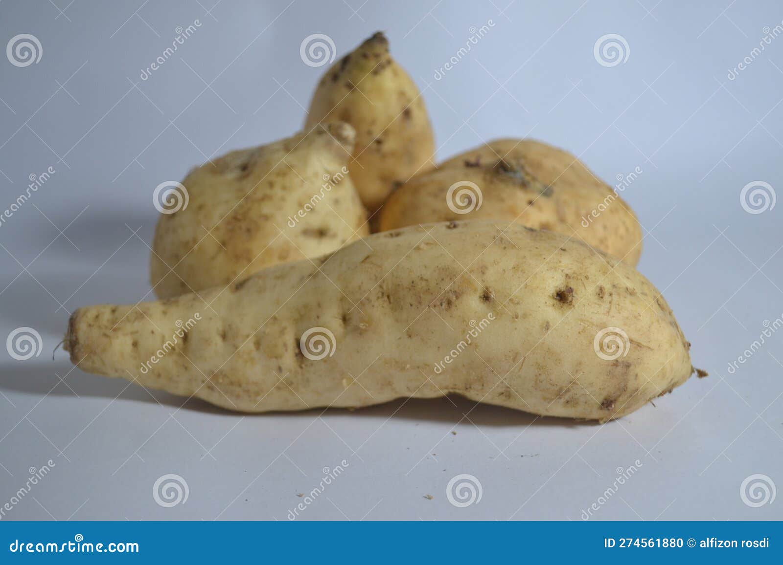 A Yellow Yam Plant Sits on a White Surface. Stock Photo - Image of ...