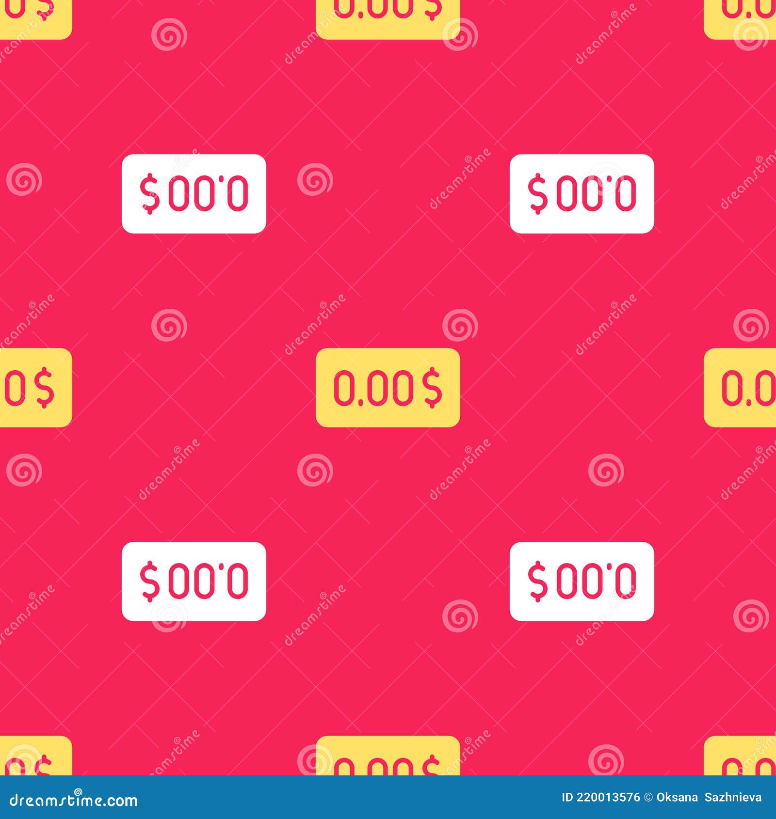 Yellow Zero Cost Icon Isolated Seamless Pattern on Red Background ...