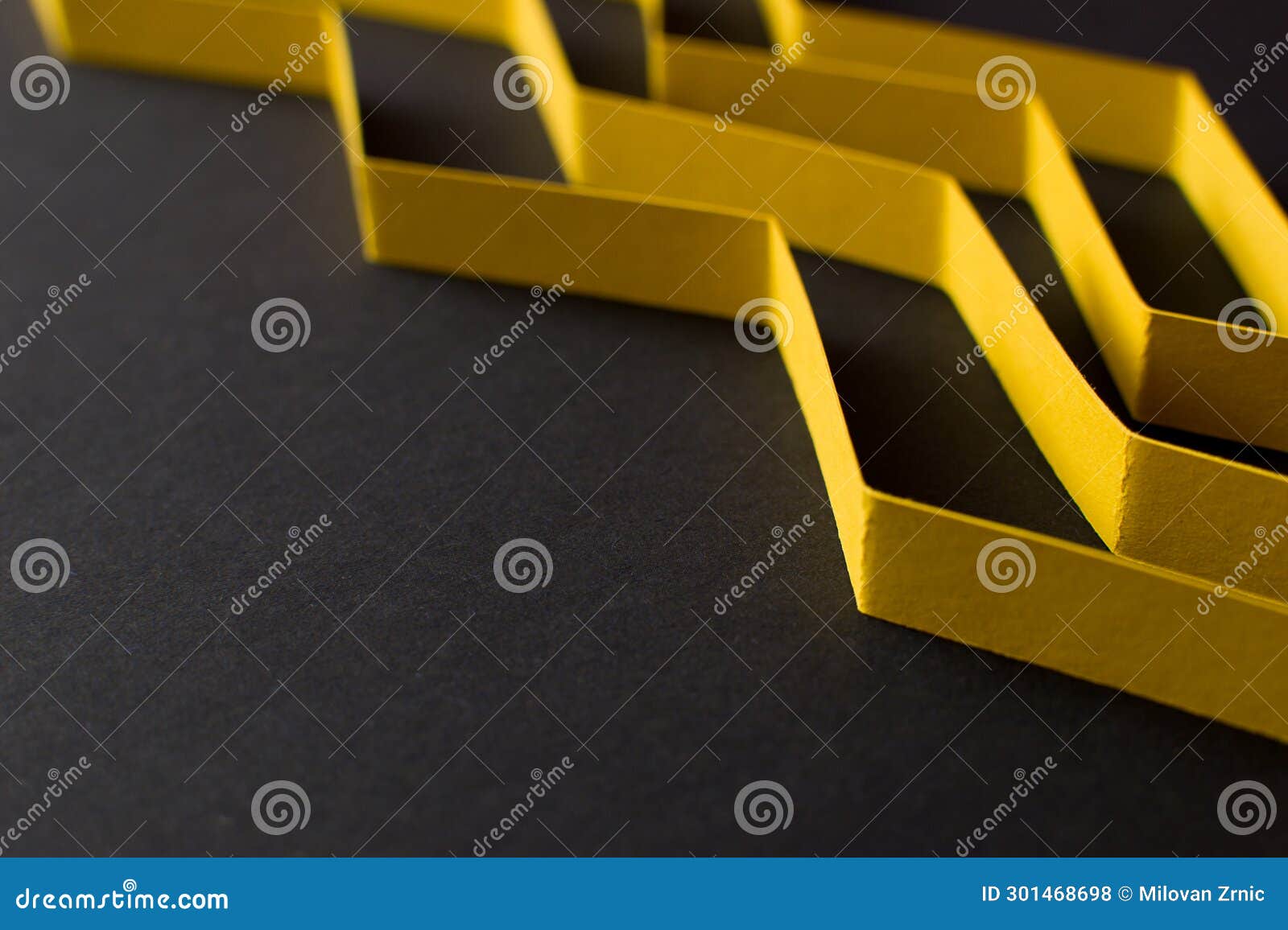 Yellow Zig Zag 3d Stripes on Black Background, Copy Space Stock Photo ...