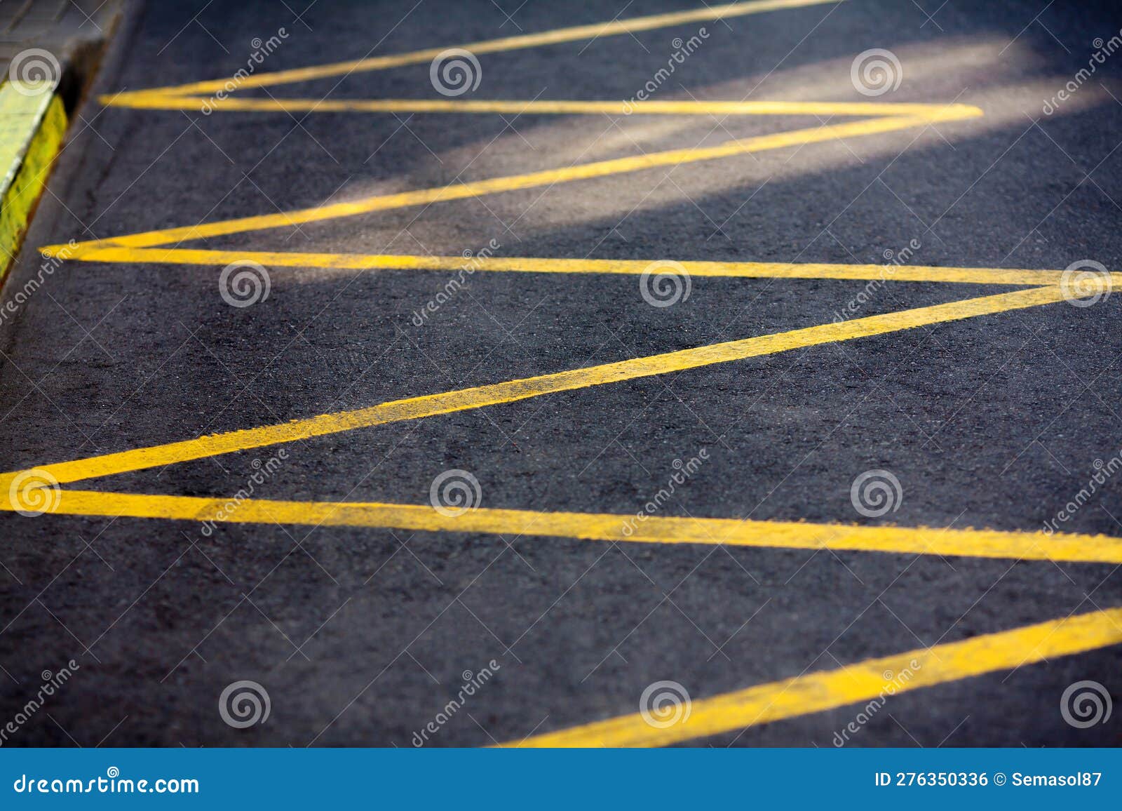 Yellow Zigzag Markings on the Road. Yellow Markings on the Asphalt ...