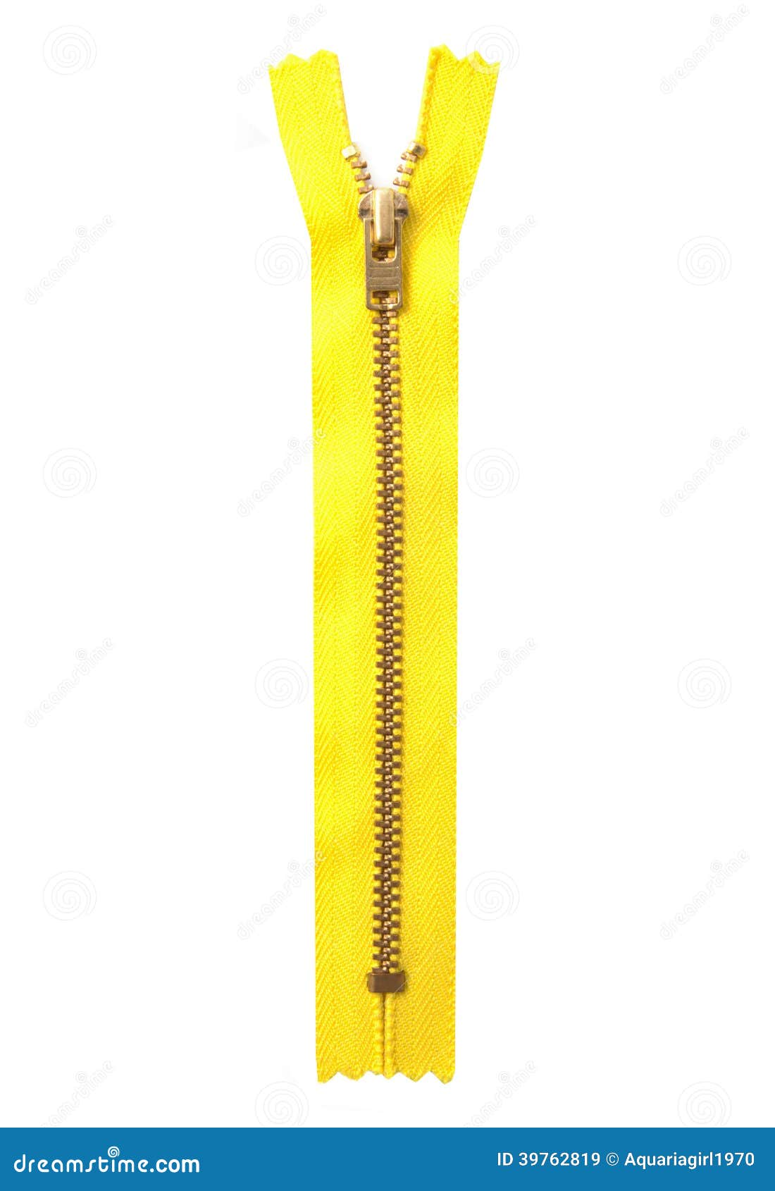 Yellow Zipper Tightly Closed Binding Together Two Layers Of Fabric ...