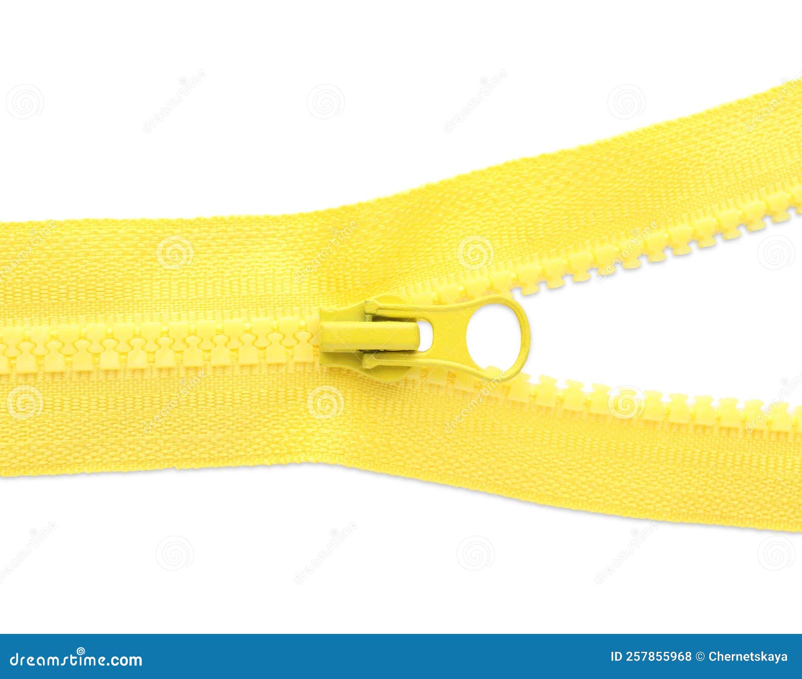Yellow Zipper Tightly Closed Binding Together Two Layers Of Fabric ...