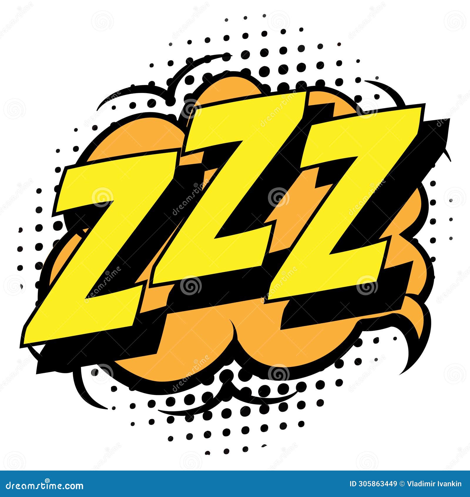 Yellow ZZZ Comic Text Illustration Stock Vector - Illustration of sleep ...