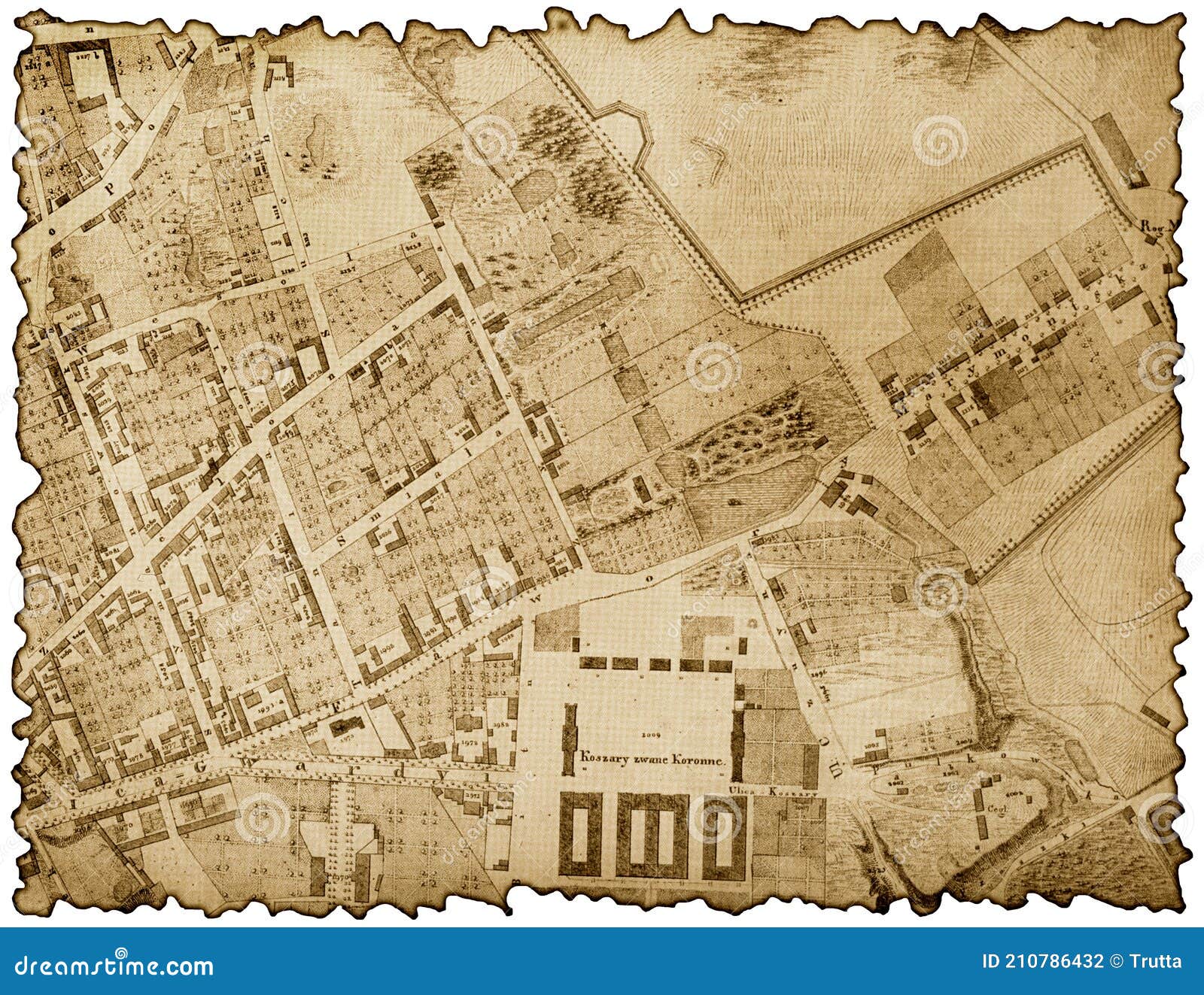 Yellowed and Stained Piece of Old Map Stock Photo - Image of brown ...