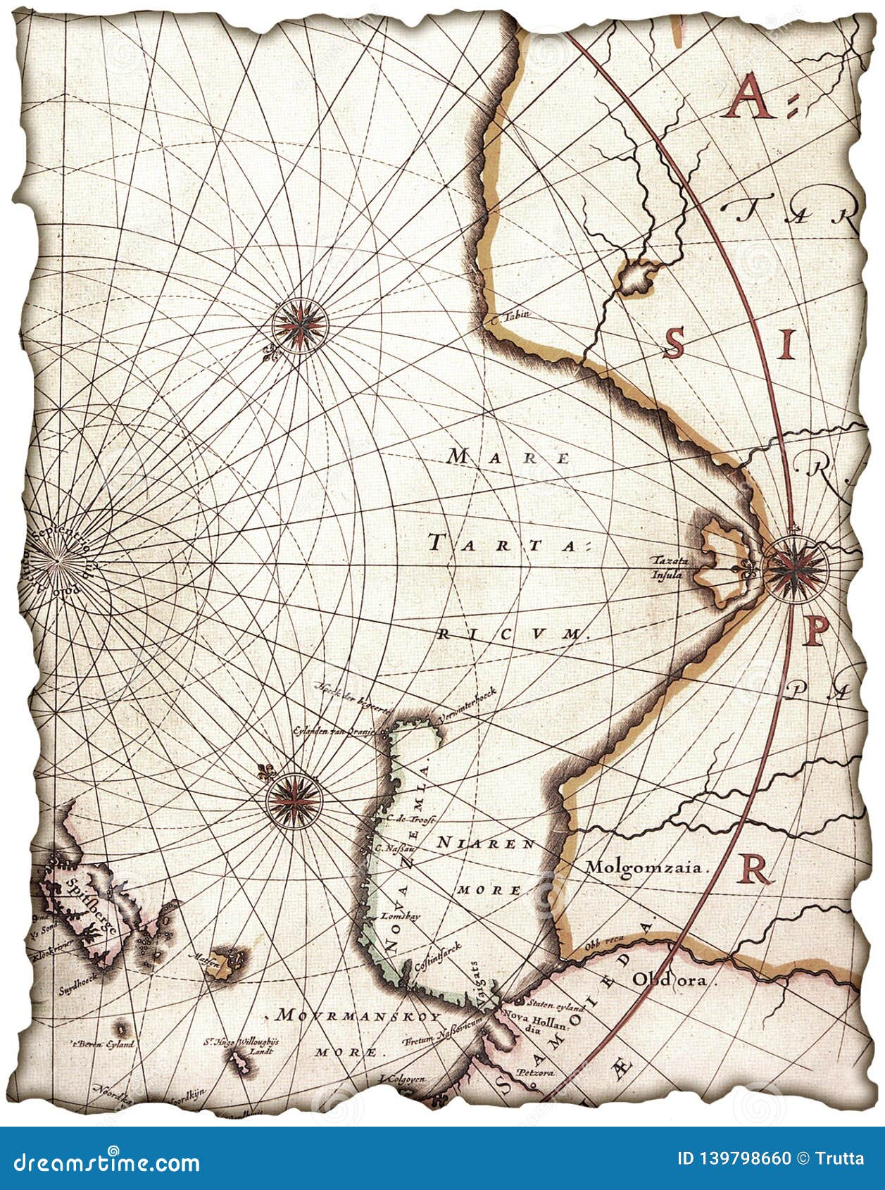 Yellowed and Stained Piece of Old Map Stock Illustration - Illustration ...