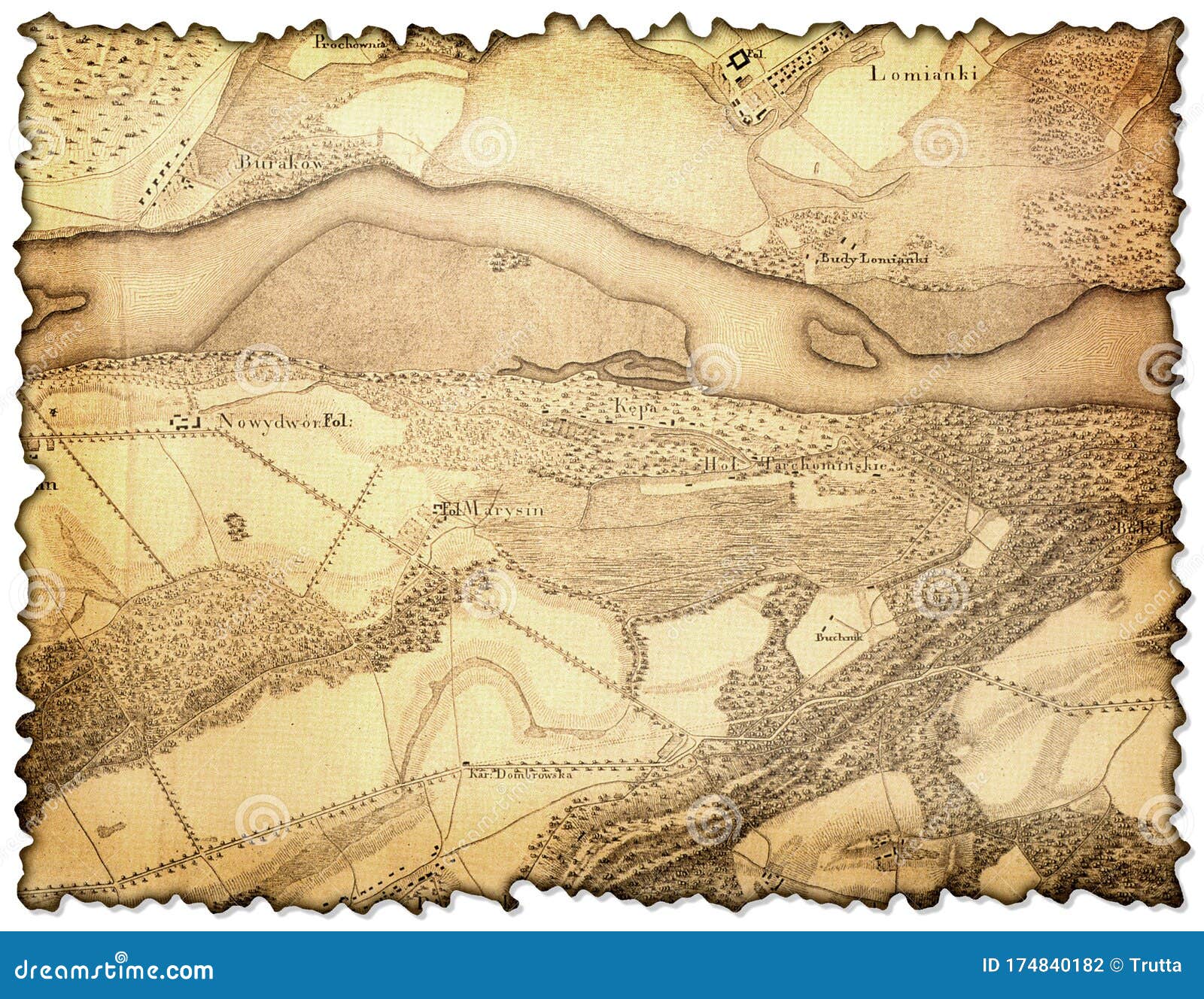 Yellowed and Stained Piece of Old Map Stock Photo - Image of stained ...