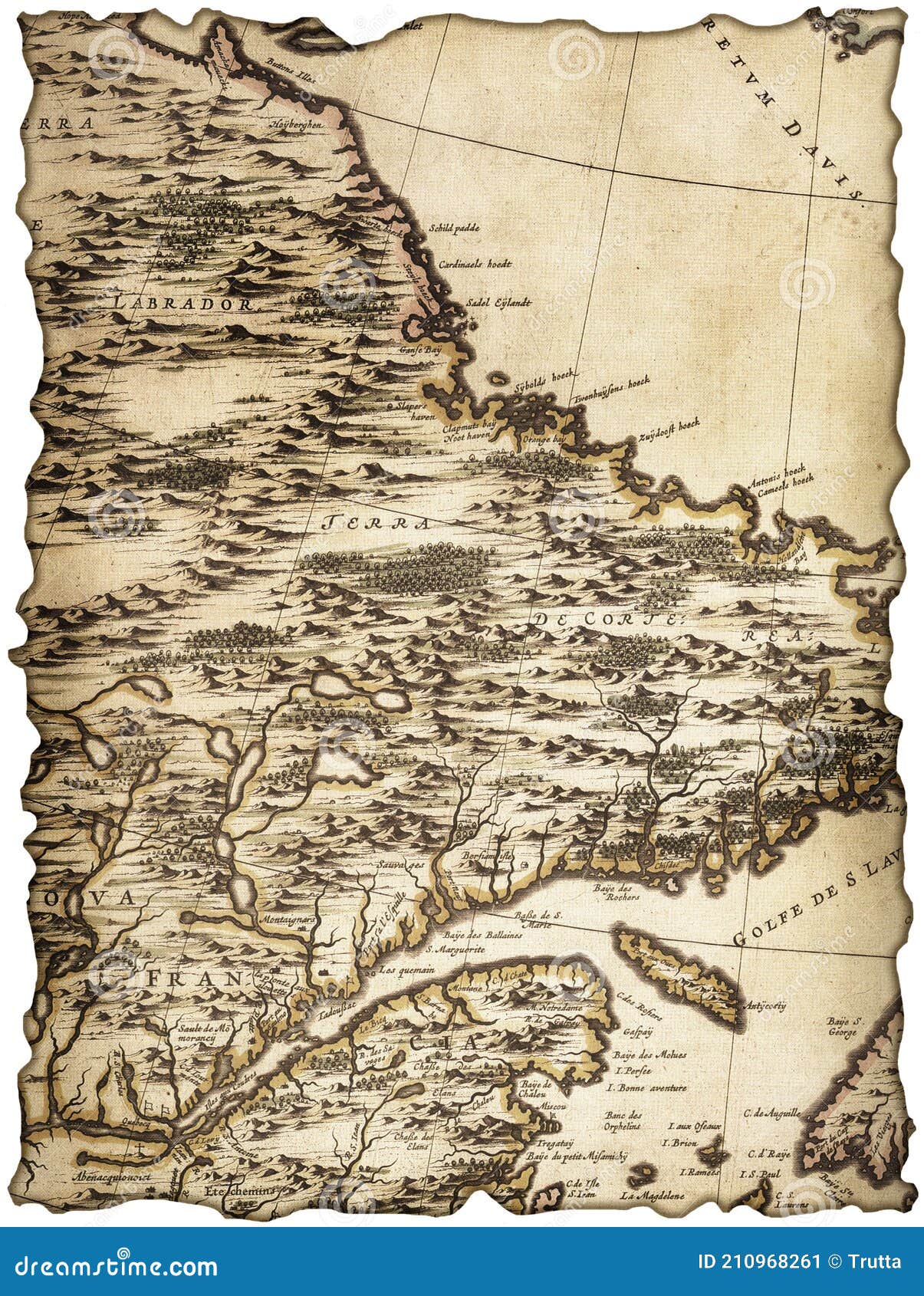 Yellowed and Stained Piece of Old Map Stock Image - Image of brown ...