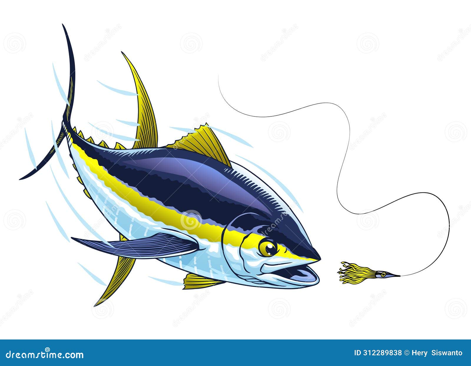 Fisherman With Yellowfin Tuna Fish Badge Logo Vector Illustration ...