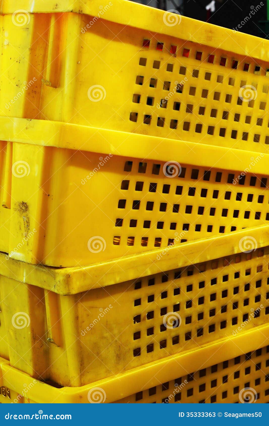 Yellowl Plastic - Stacked Packing Containers. Stock Image - Image of ...