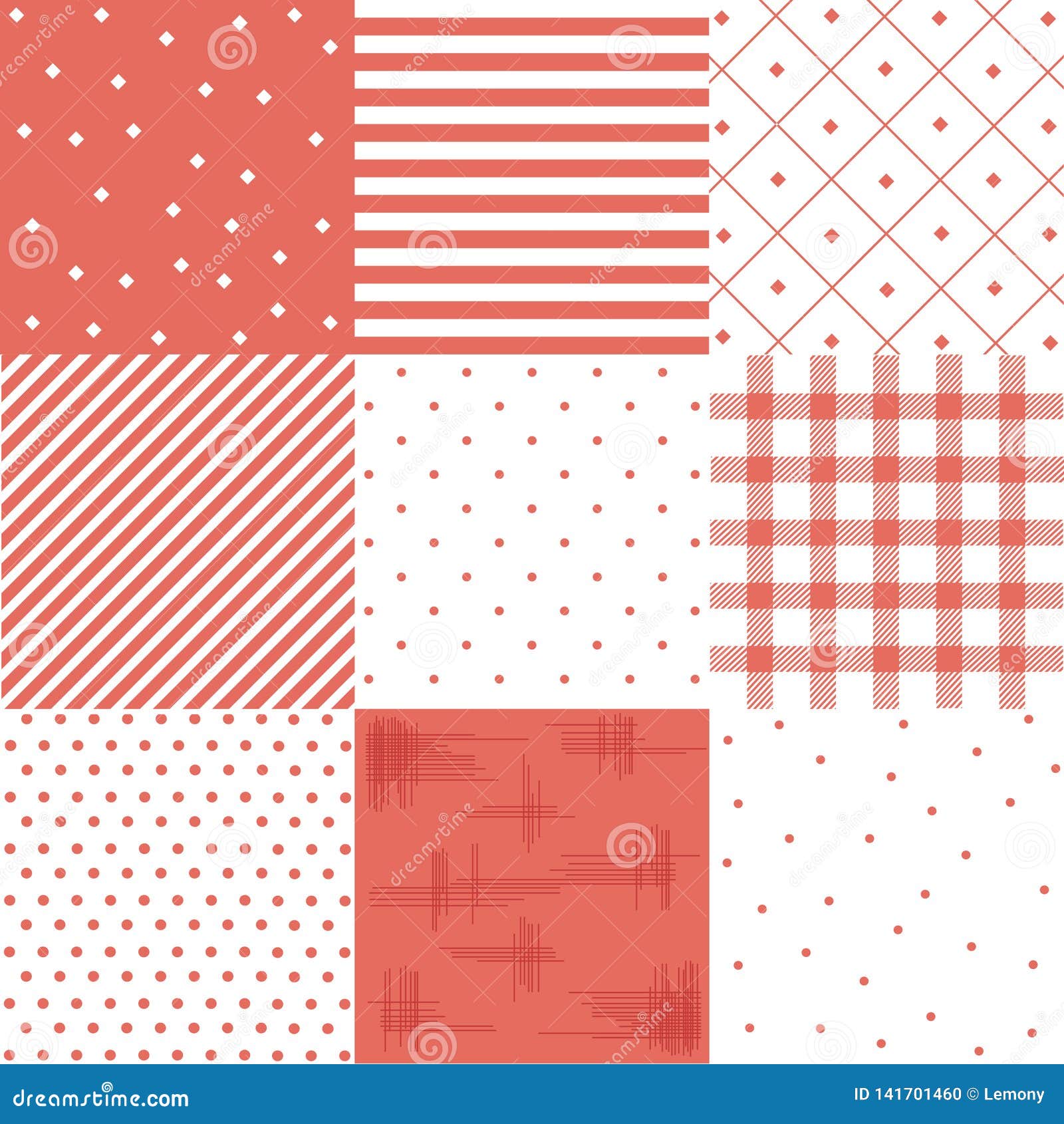 Vector Set Red, Cute Seamless Patterns Stock Vector - Illustration of ...