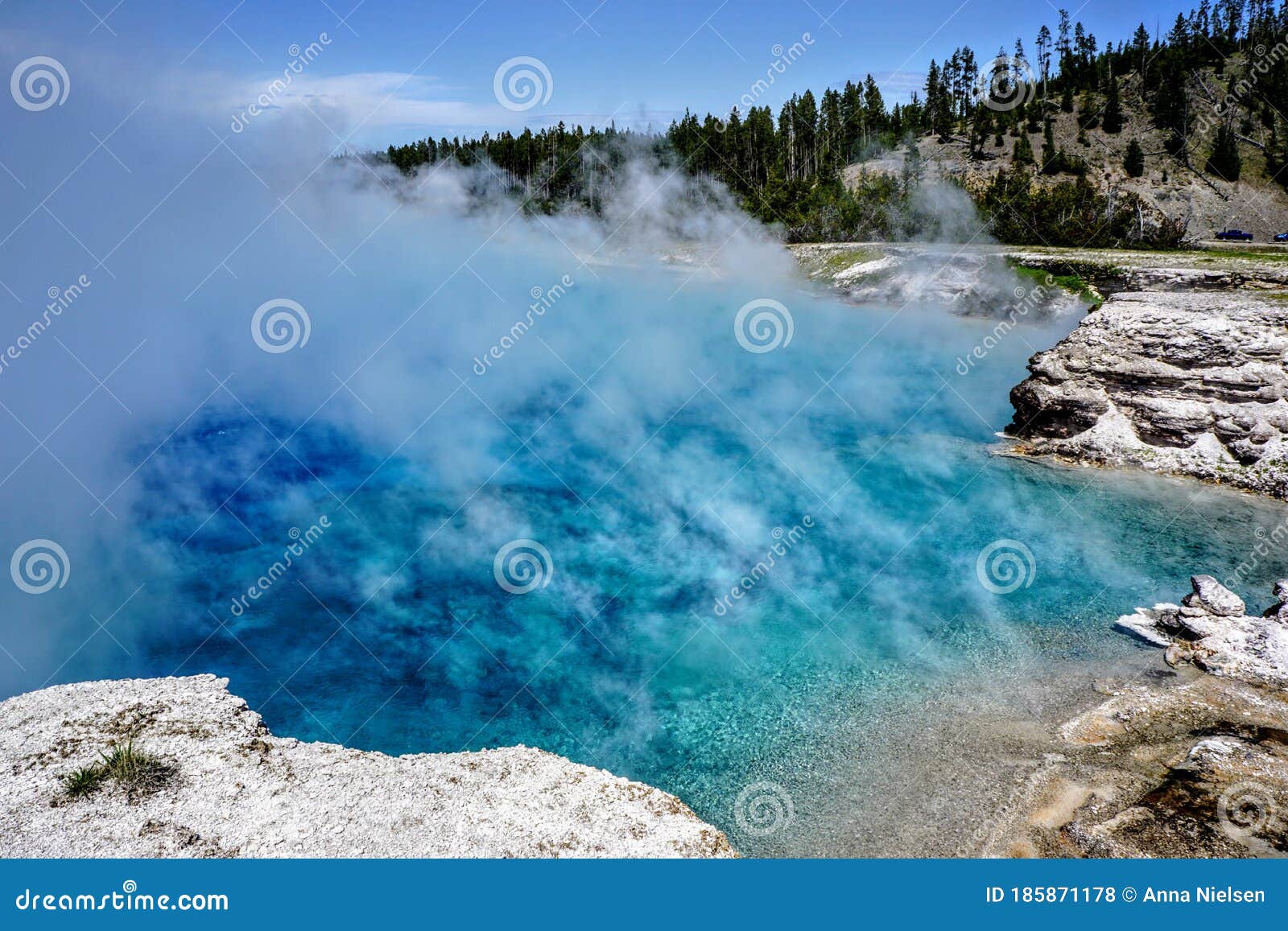 Yellowstone blue pool stock photo. Image of terrain - 185871178