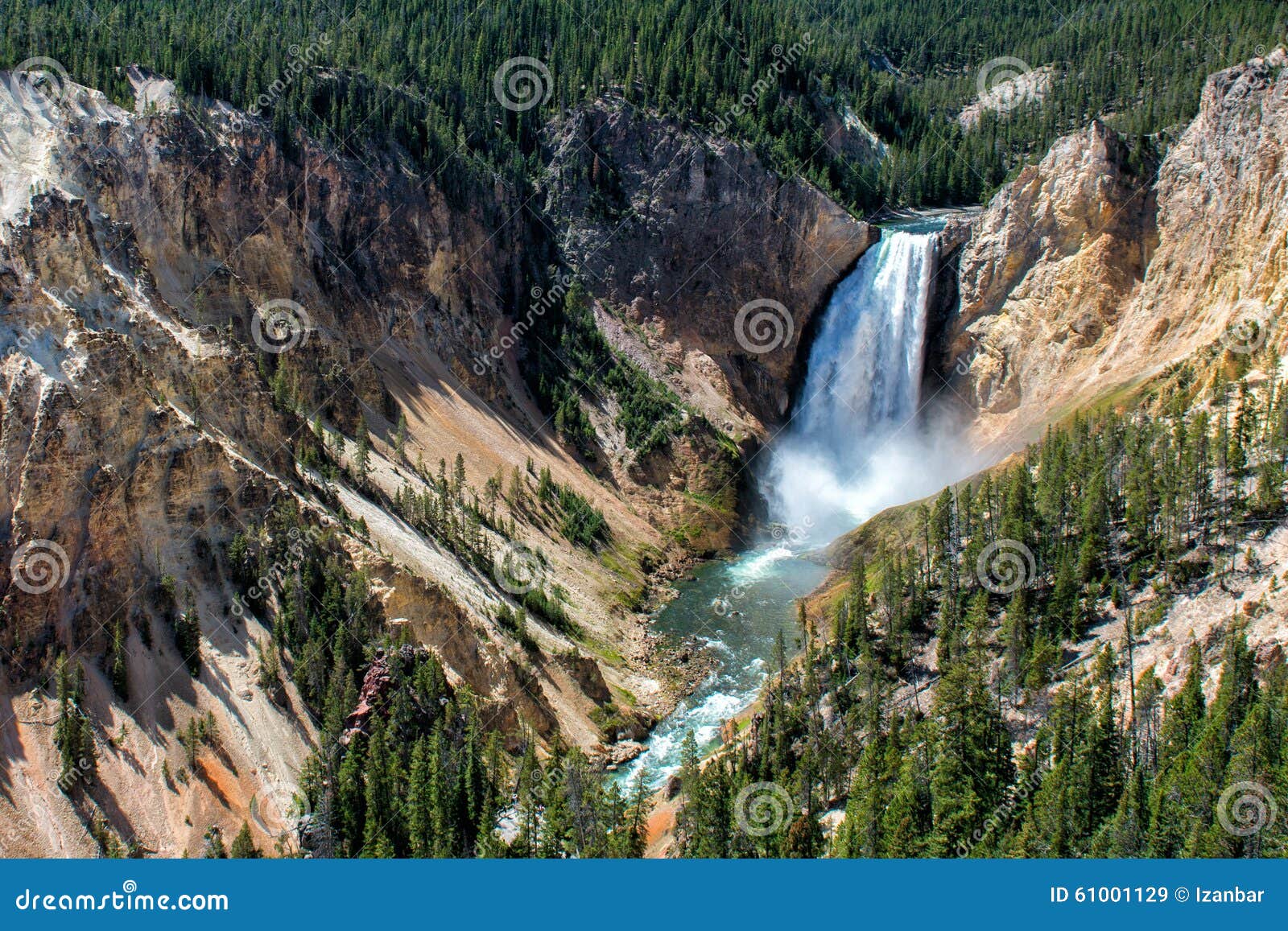 Yellowstone Canyon View with Fall and River Stock Image - Image of view ...