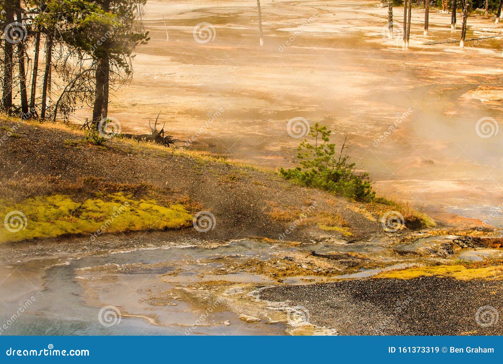 Yellowstone Landscape Geothermal Area Steam Stock Image - Image of ...