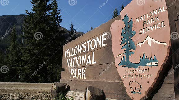 Yellowstone Park Sign stock image. Image of travel, national - 17609961
