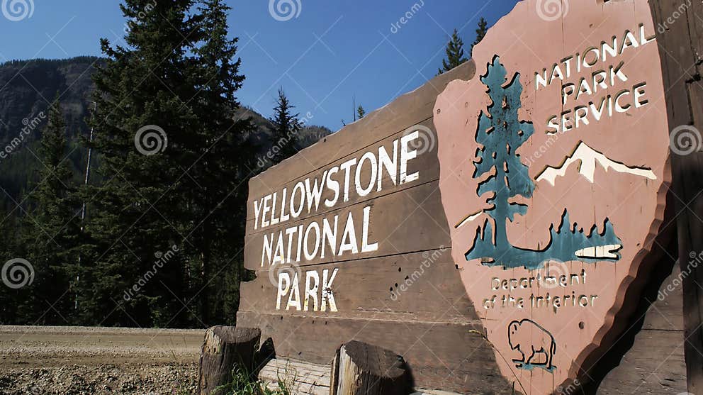 Yellowstone Park Sign stock image. Image of travel, national - 17609961