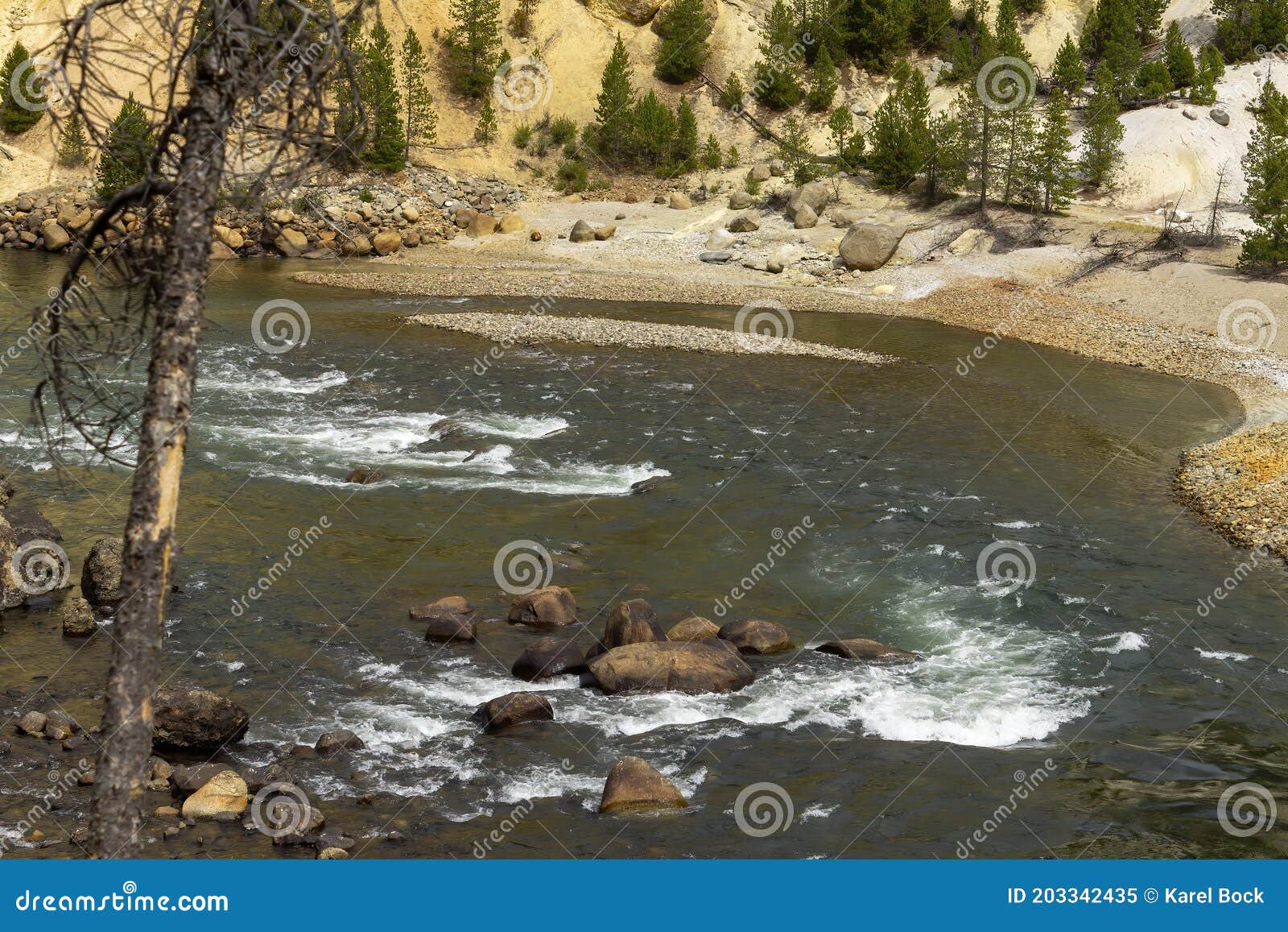 Yellowstone River in the Valley of Yellowstone National Park. Stock ...