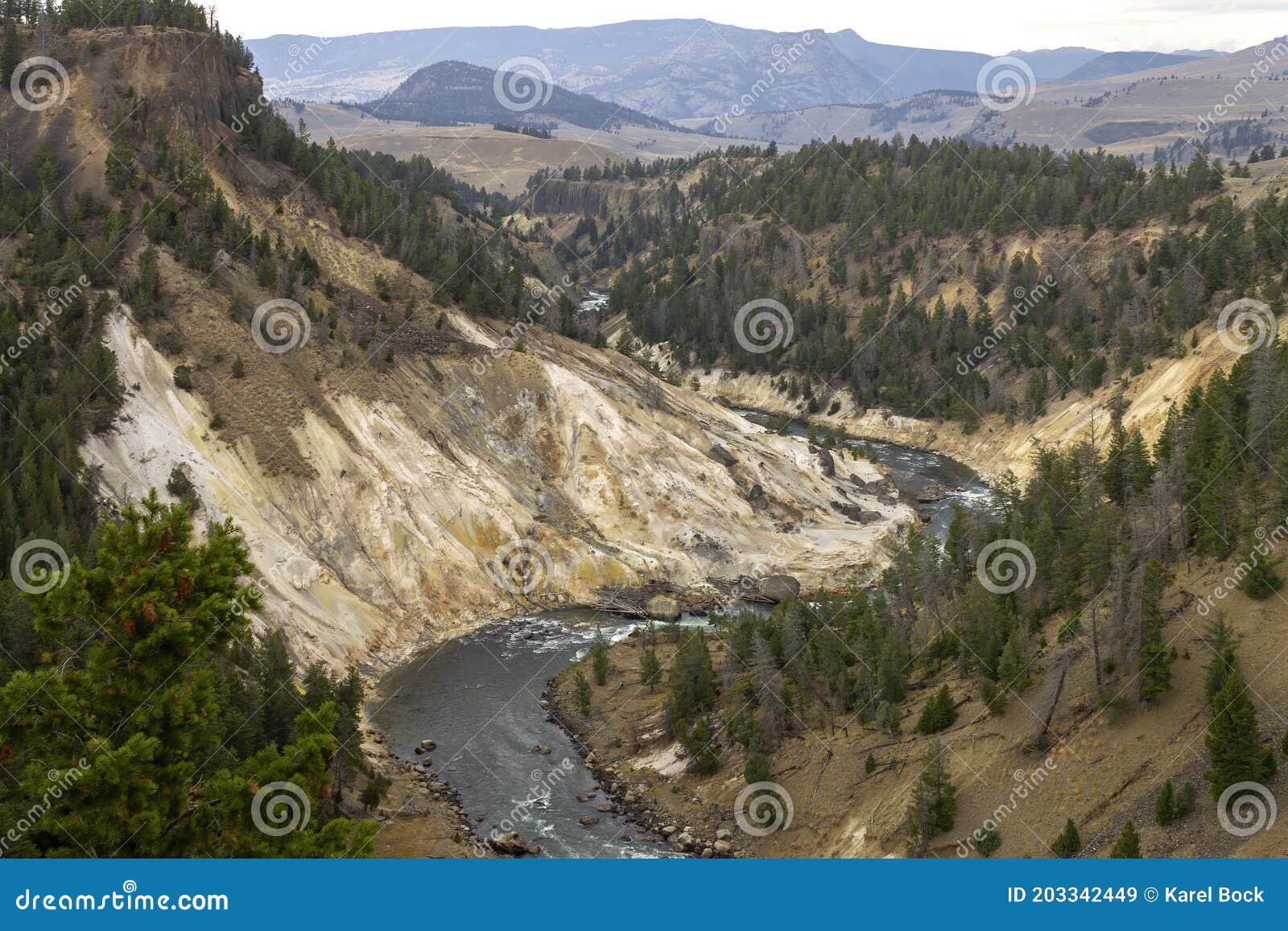 Yellowstone River in the Valley of Yellowstone National Park. Stock ...