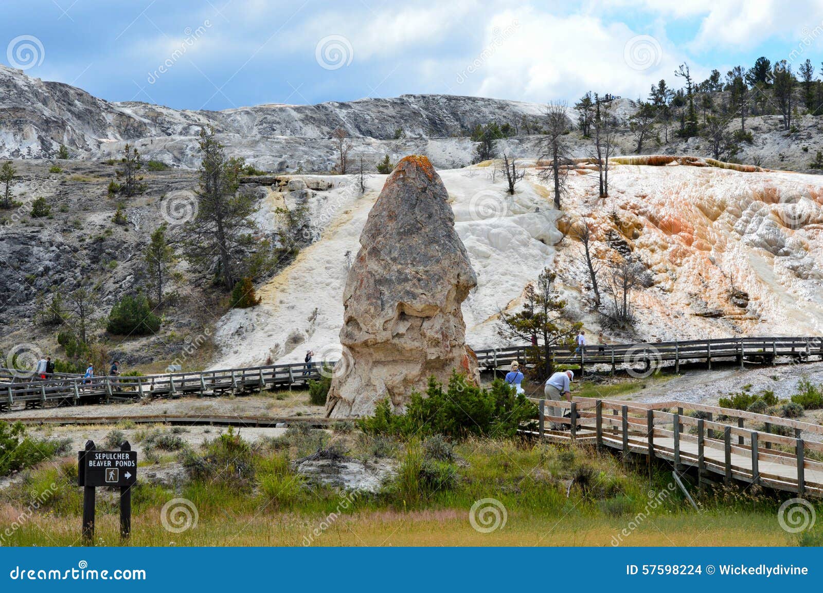 Yellowstone Rock Formations Editorial Stock Image - Image of clouds ...