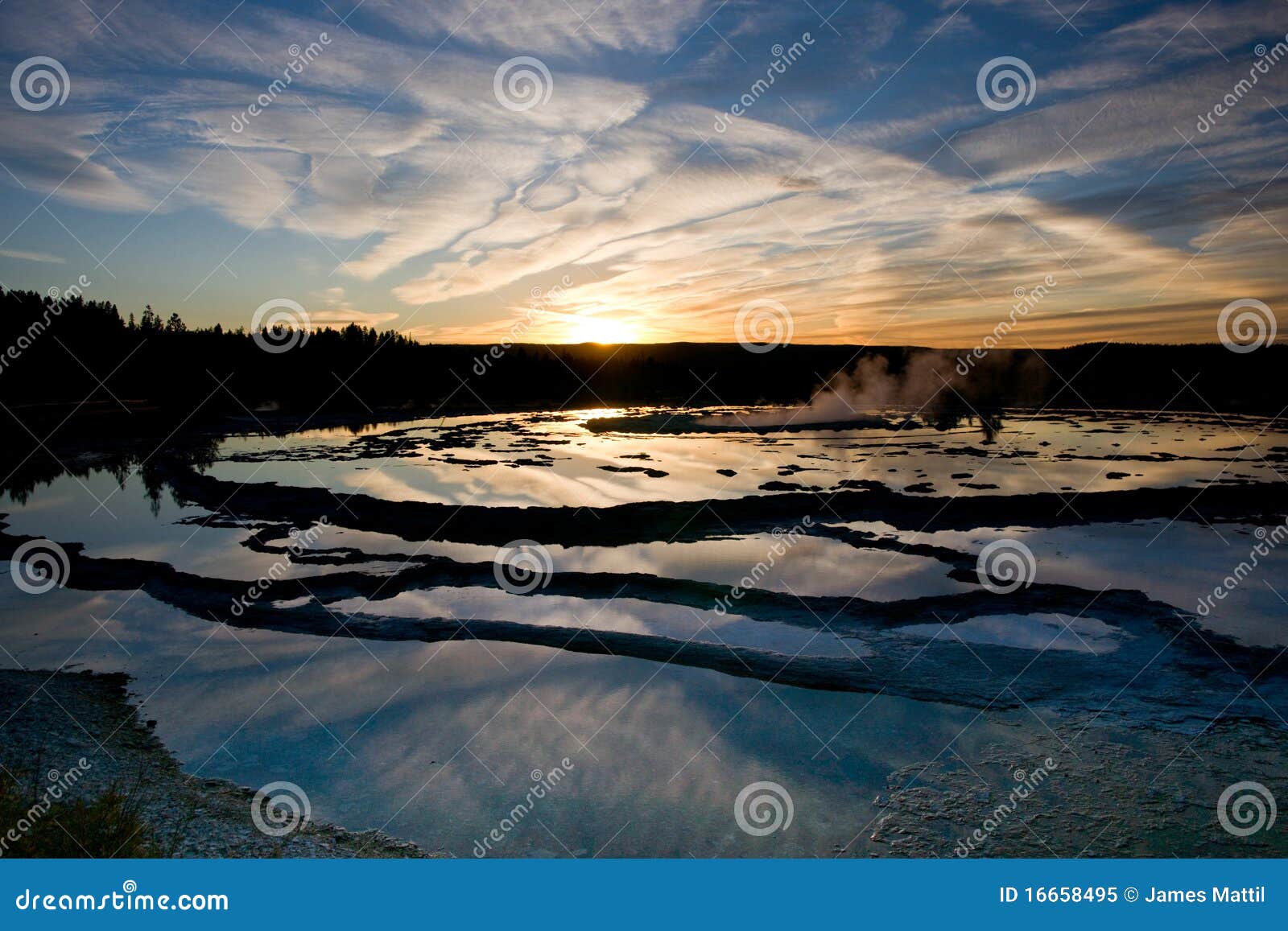 Yellowstone Sunset Reflections Stock Image - Image of harmony, quiet ...