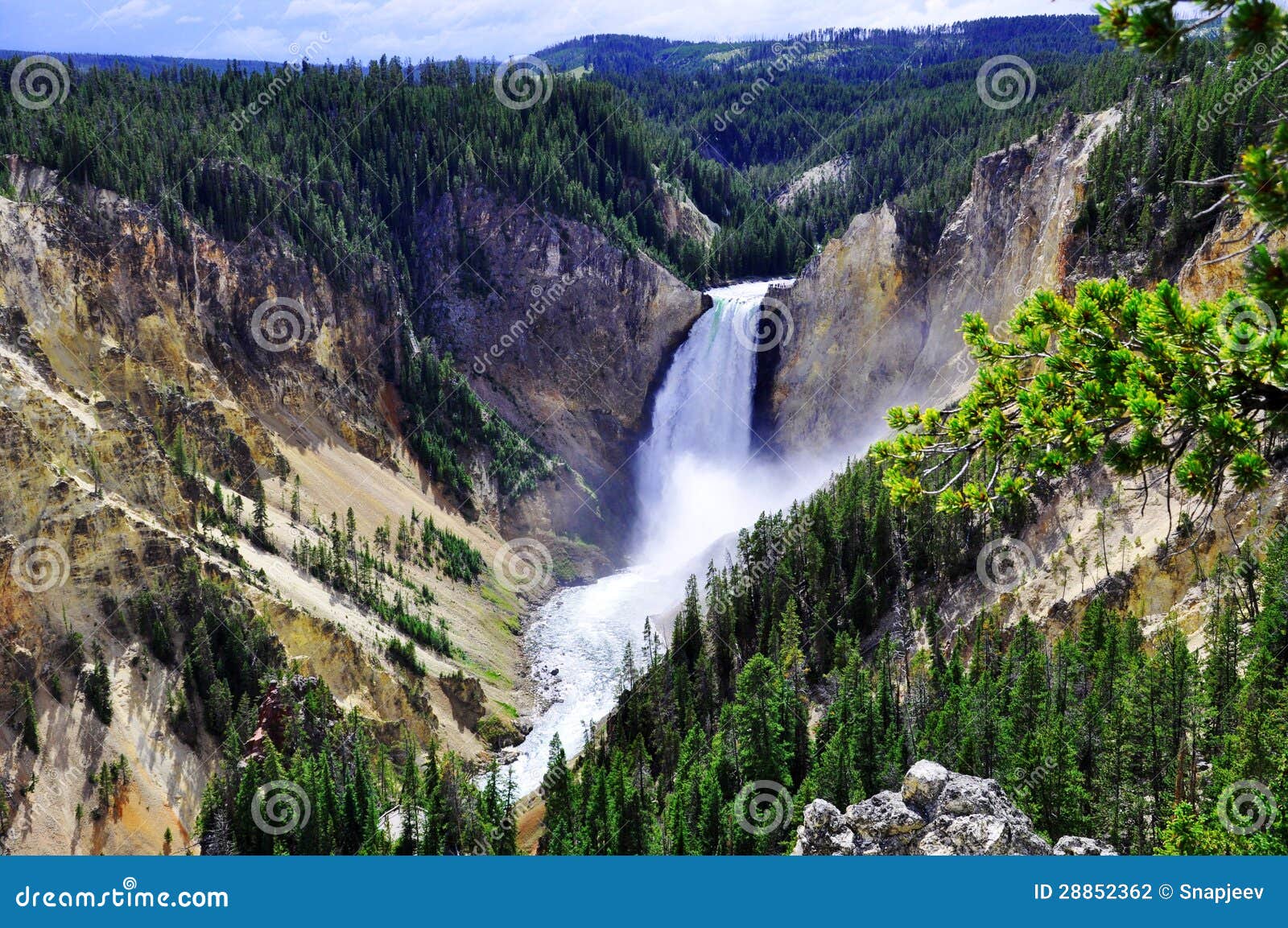 Yellowstone waterfalls stock photo. Image of serene, american - 28852362