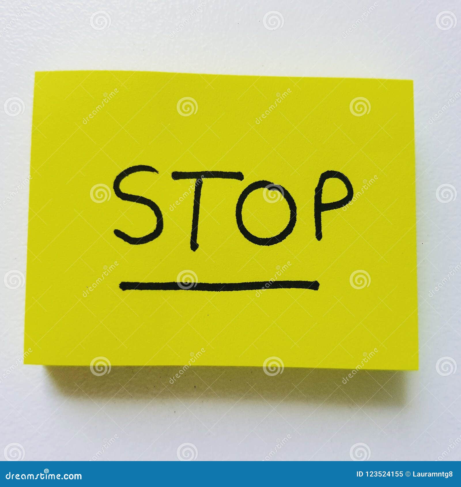 Yelow Note Remember. Stop Sticky. Stock Image - Image of stop, four ...