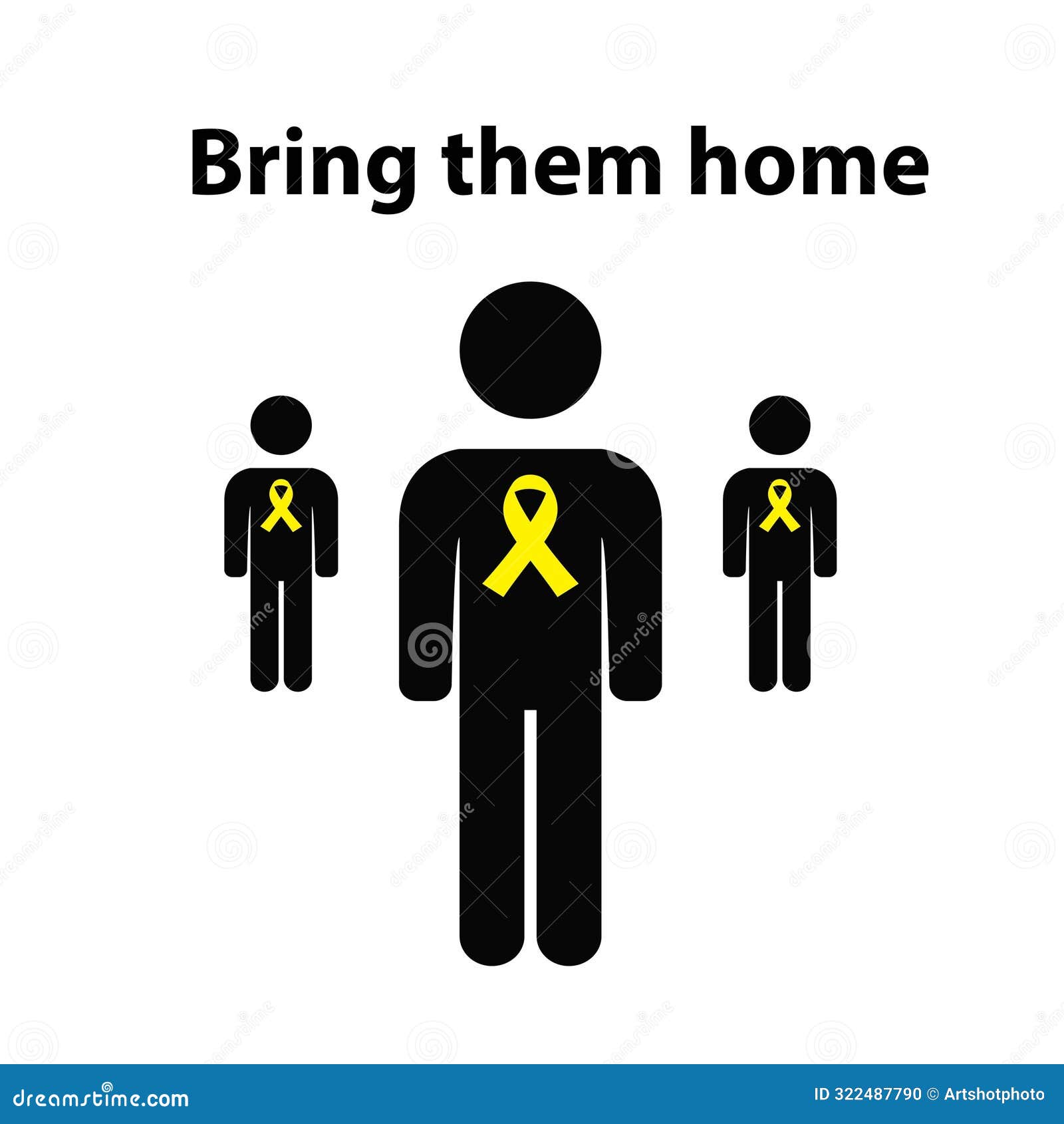 Silhouette Of A Person With Yellow Ribbon And The Text Bring Them Home ...